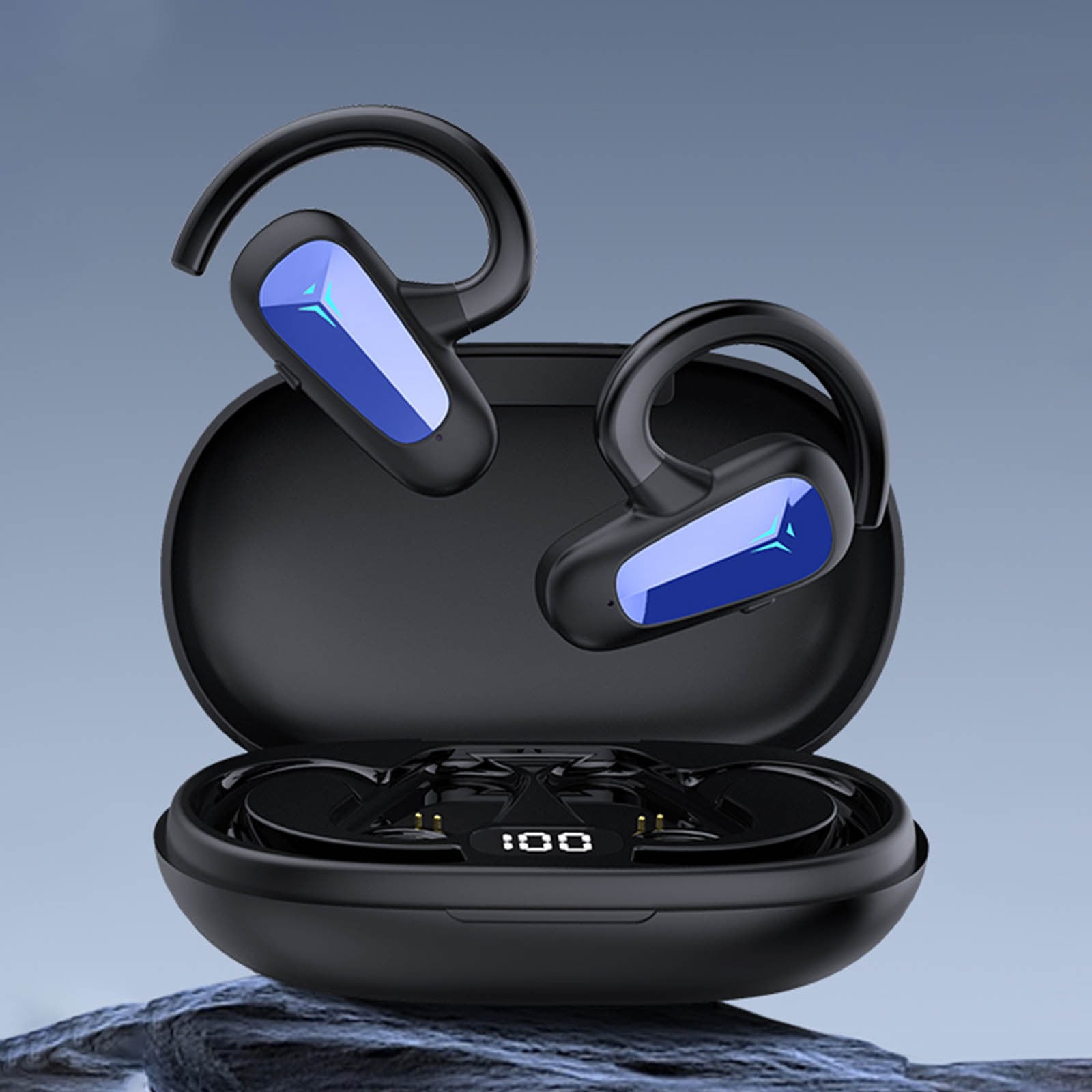 BLNVKOP Earphones With Microphones Sport Ear Hook LED Display Wireless ...