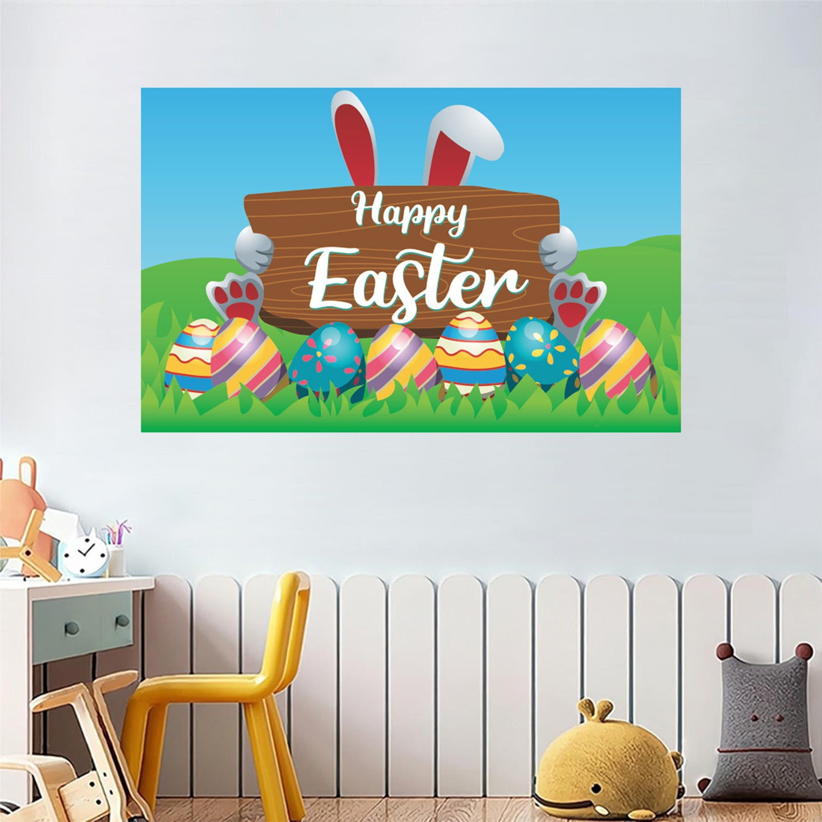 BLNVKOP Easter Photo Booth Backdrop Banner - Spring Party Decoration ...