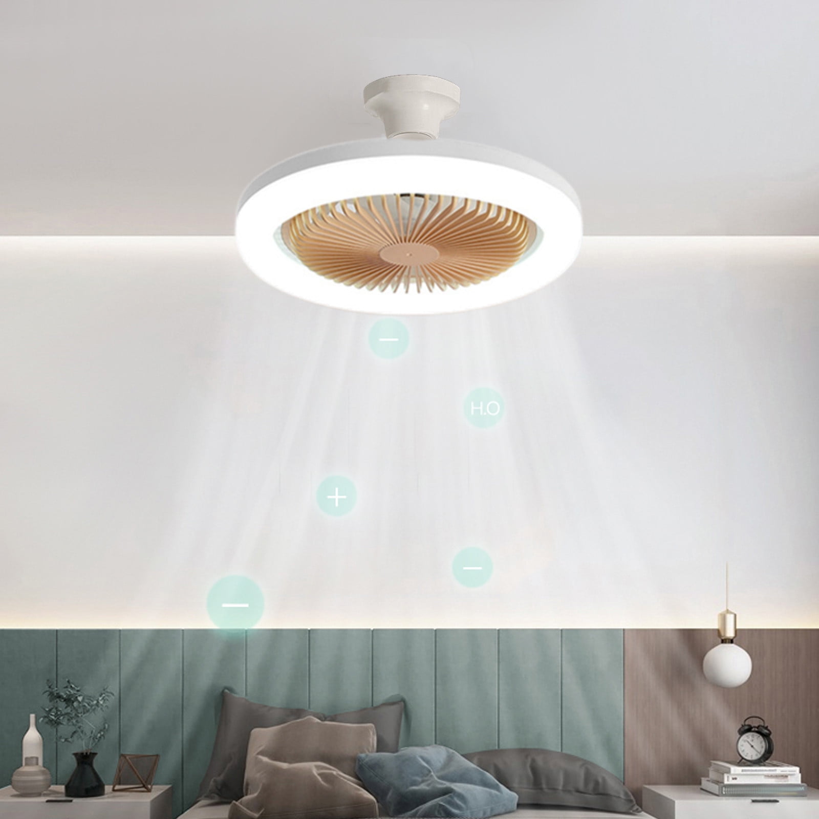 BLNVKOP Fans For Home Ceiling Fan With Lights, Enclosed Low Fan Light ...