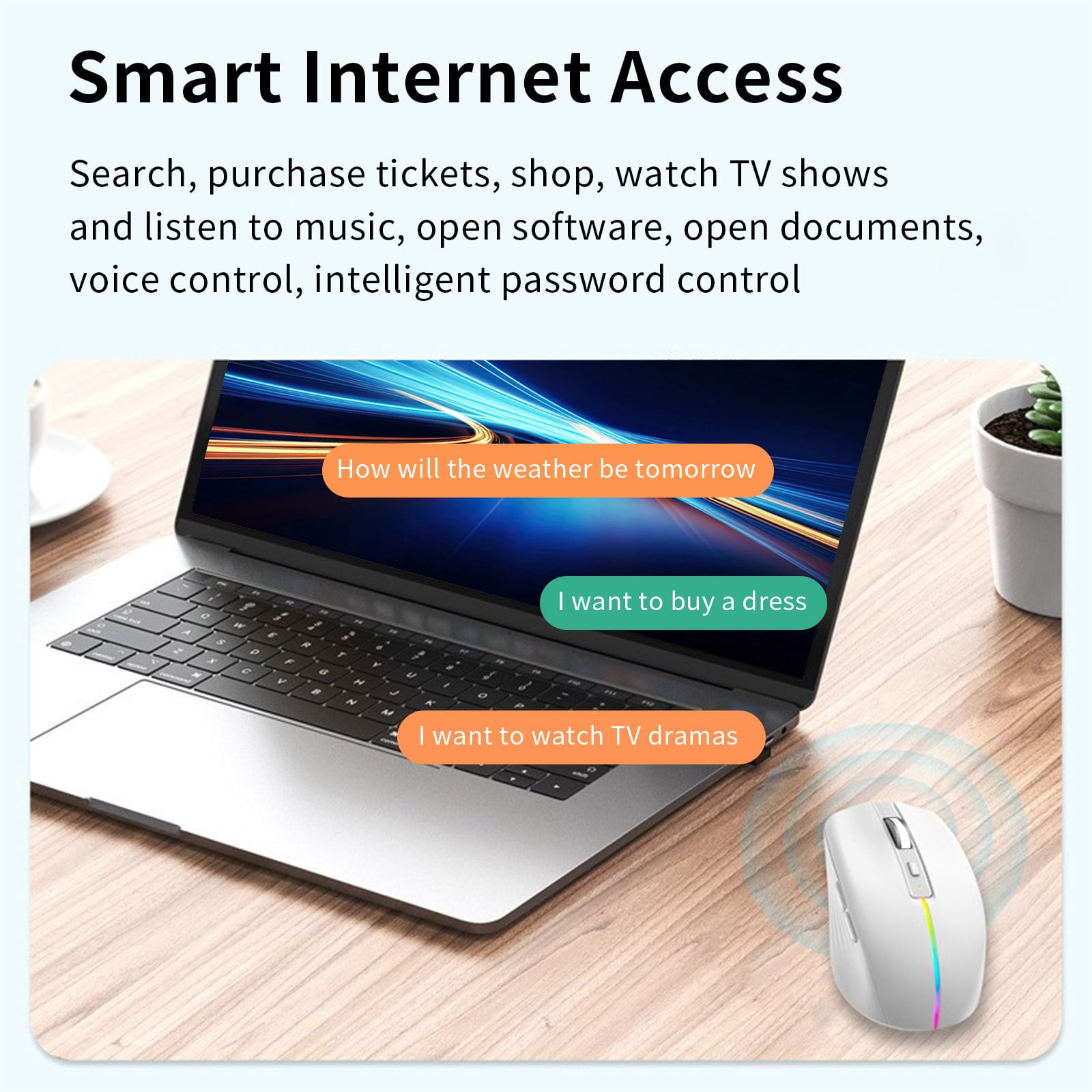 BLNVKOP Hot Sale Intelligent Voice Rechargeable Mouse Voice Dual Mode ...