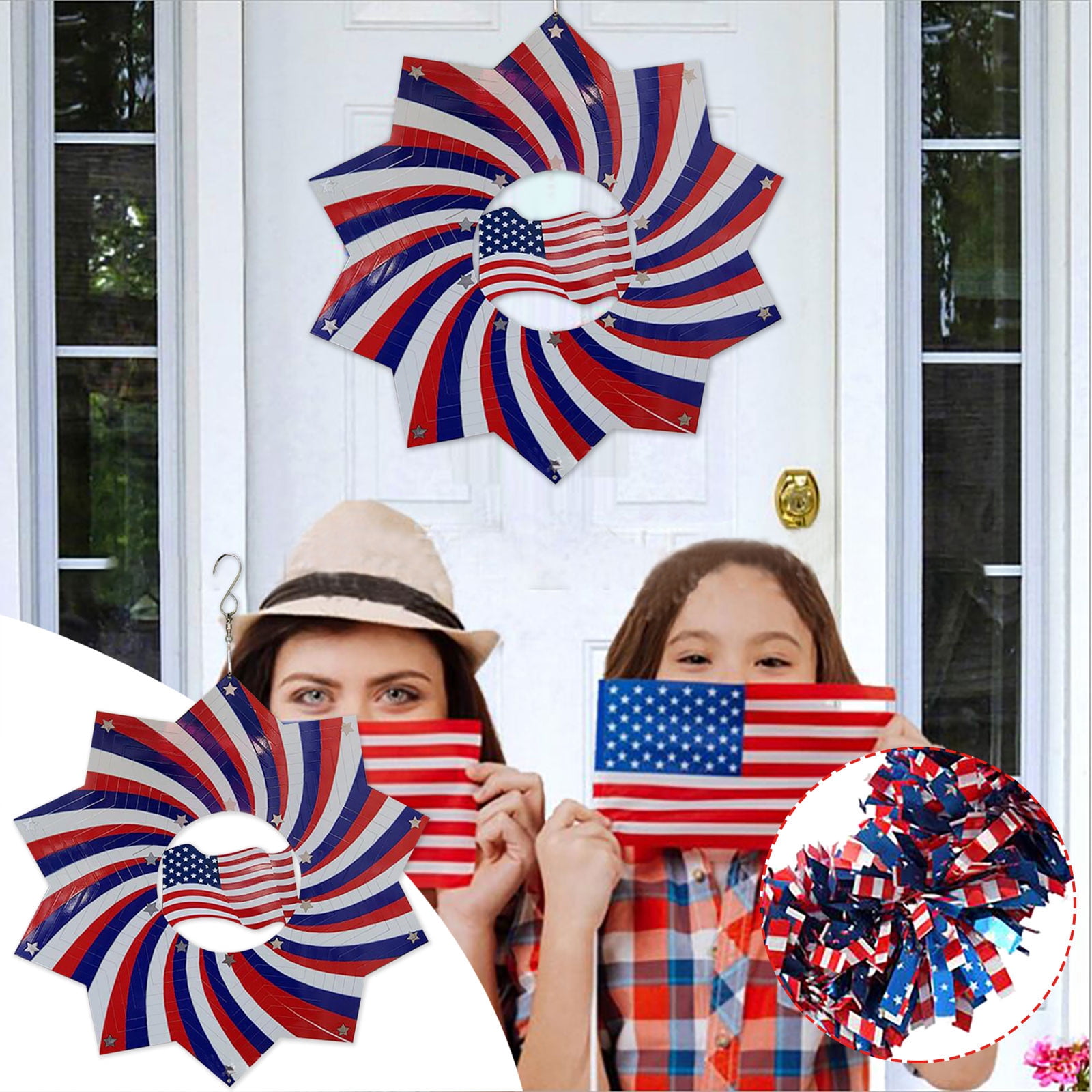 BLNVKOP Independence Day 3D D Ynamic Rotating Wind Chime Color 12 Inch ...