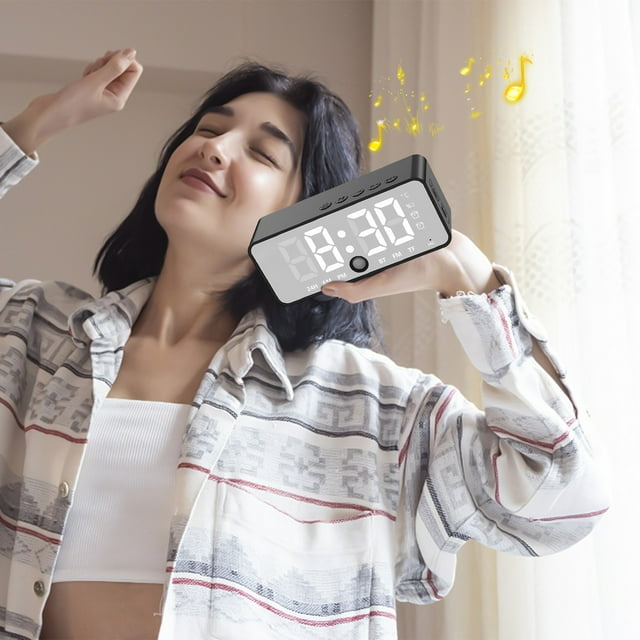 BLNVKOP Mirror Sound, Clock, Alarm, Speaker With A-I Voice Prompt ...