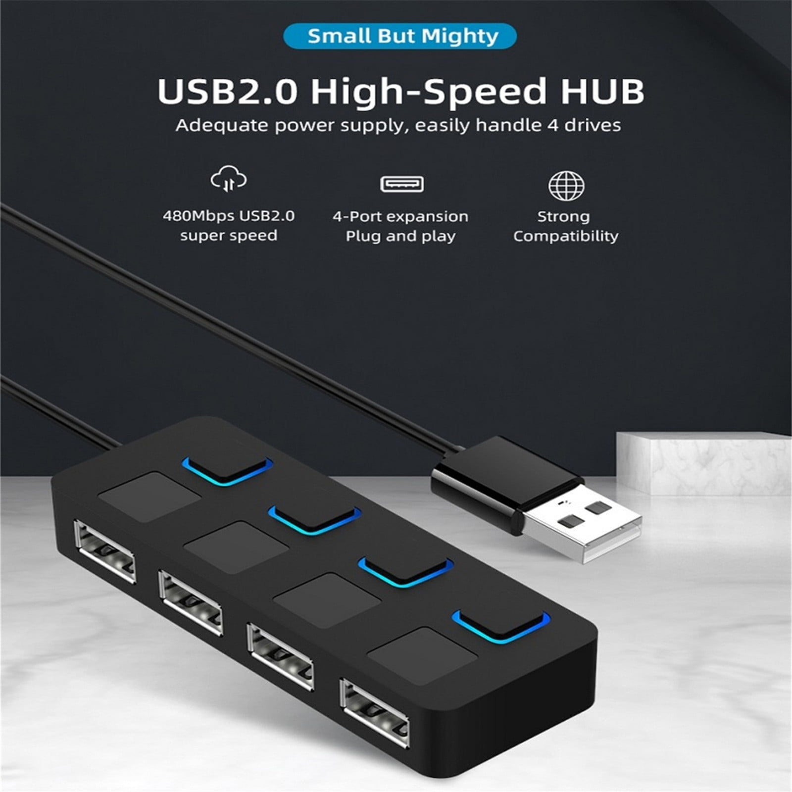 BLNVKOP Multi 4 Port USB HUB 3.0/2.0 Powered FAST Extender Adapter ...