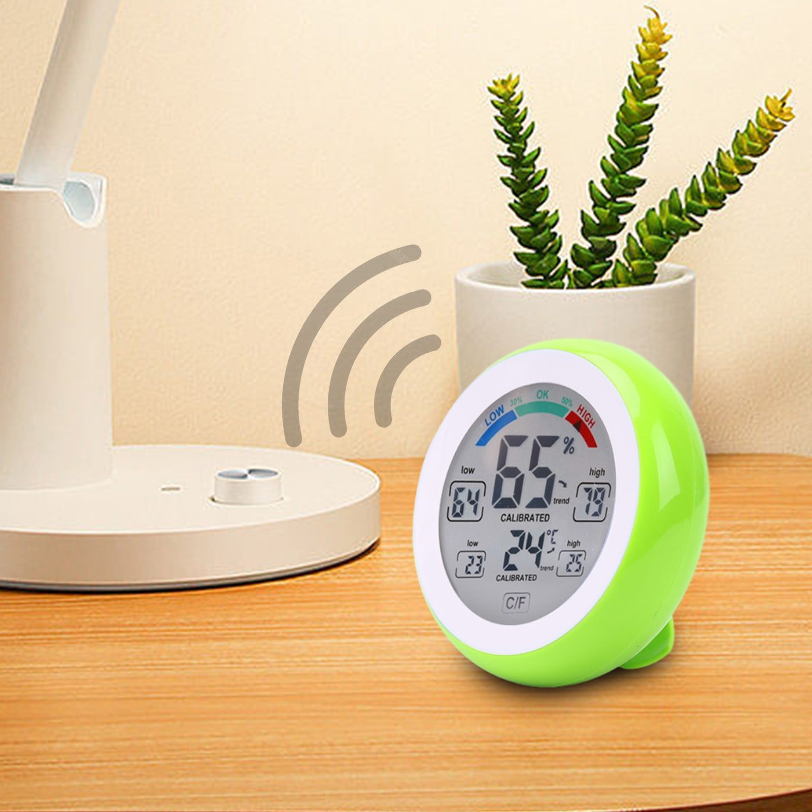 BLNVKOP New Round Touchs Screen Temperatures Hygrometer With Clock ...