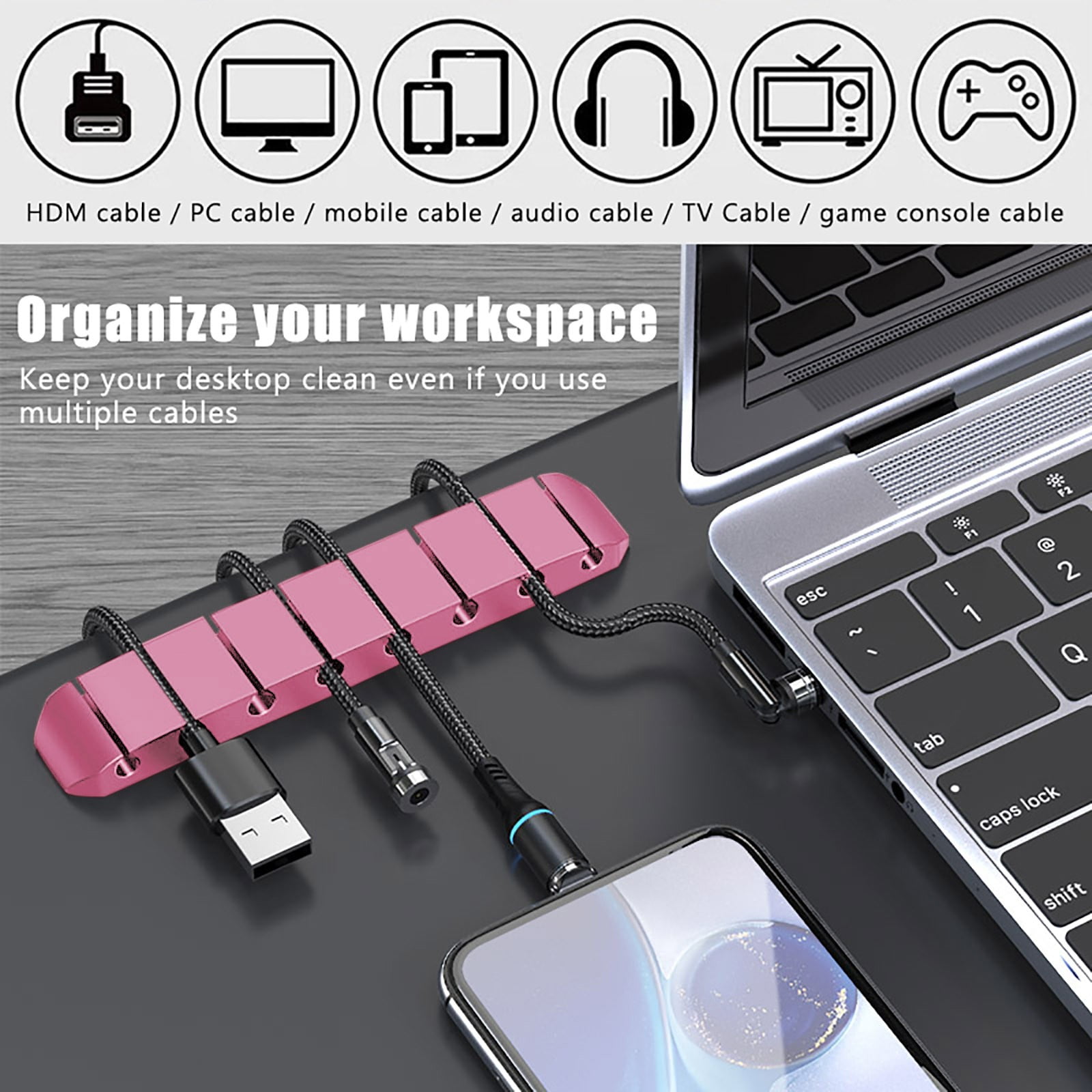BLNVKOP Porous Cable Cord Line Tie Fixer Organizer Charger Desktop Clip ...