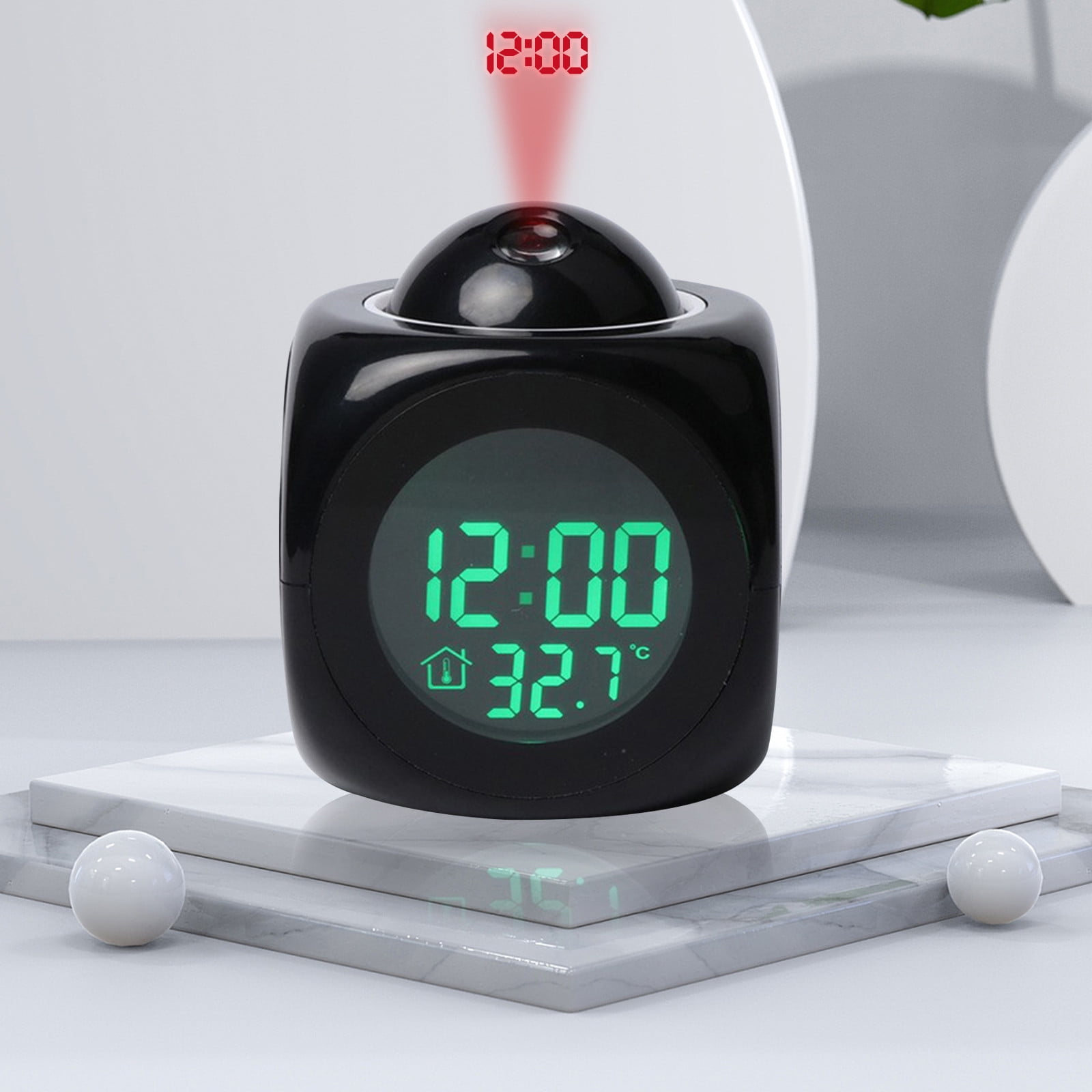 BLNVKOP Projection Digital Alarm Clock With Weather Stations Digital LCD Wall Projection Alarm ...