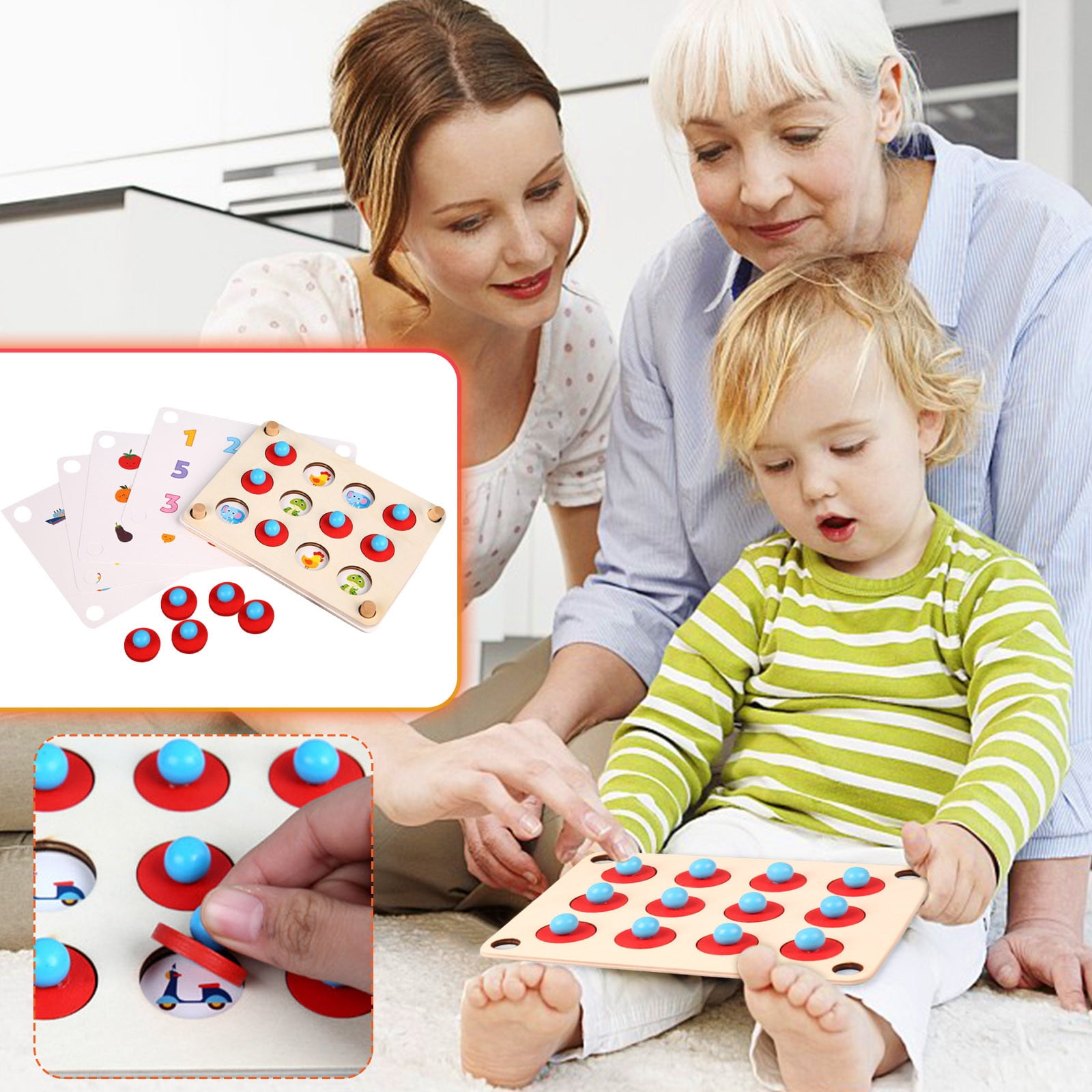 BLNVKOP Puzzle Toys Durable And Safe Children's Wooden Memory Game ...