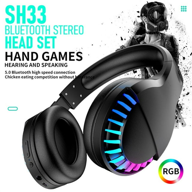 BLNVKOP SH33-Mode V5.0 Wireless/ Wired RGB Gaming Headset Foldable ...
