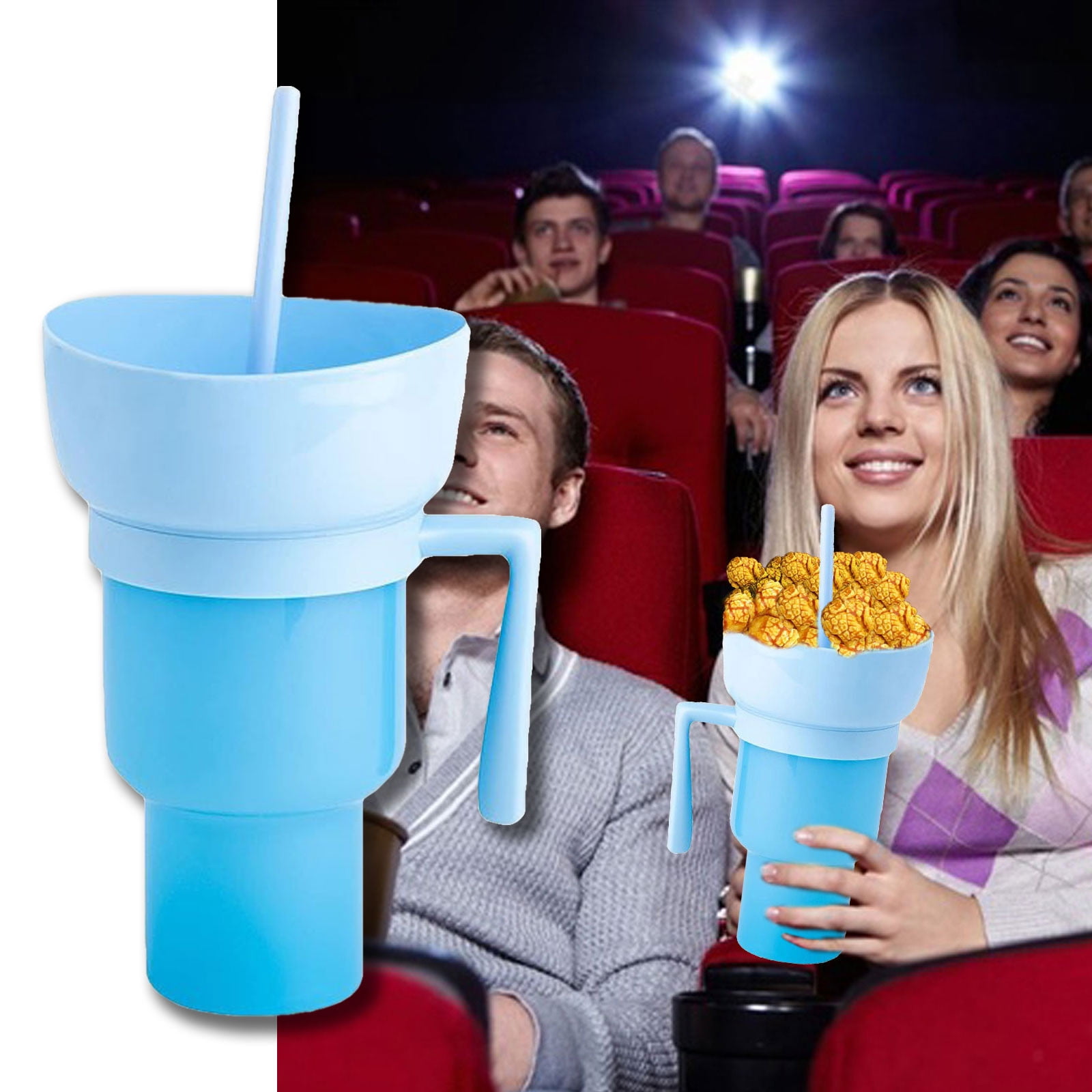 BLNVKOP Small Snack Drink Cup with Handle, Straw Cup, 2-in-1 Snack ...