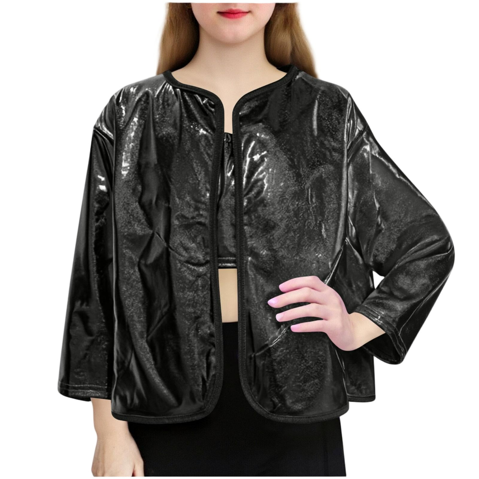 BLNVKOP Stage Coat Hot Stamping Glossy Cardigan Children's Buttonless ...