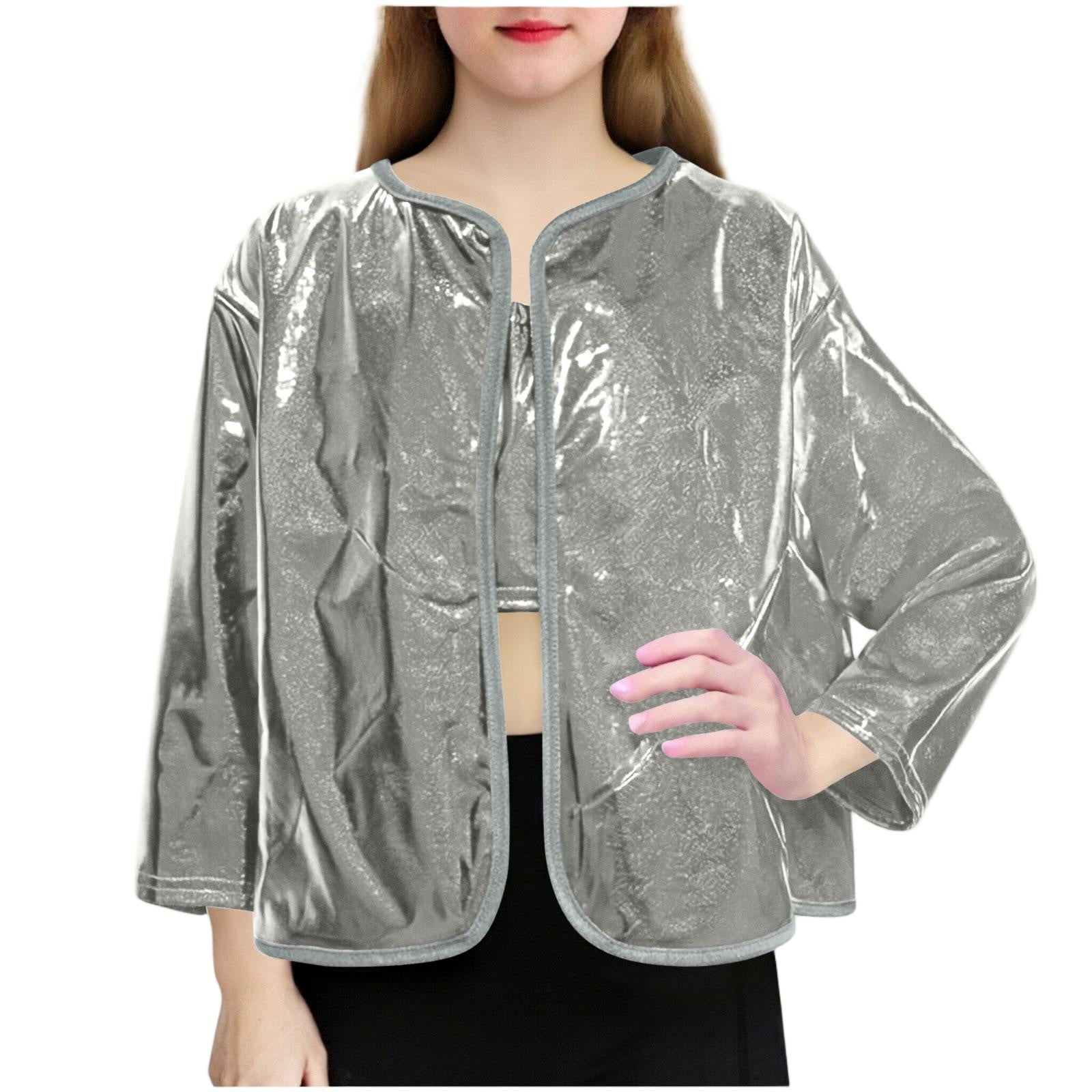 BLNVKOP Stage Coat Hot Stamping Glossy Cardigan Children's Buttonless ...