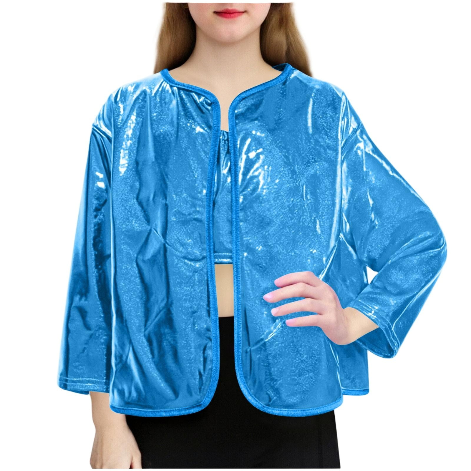 BLNVKOP Stage Coat Hot Stamping Glossy Cardigan Children's Buttonless ...