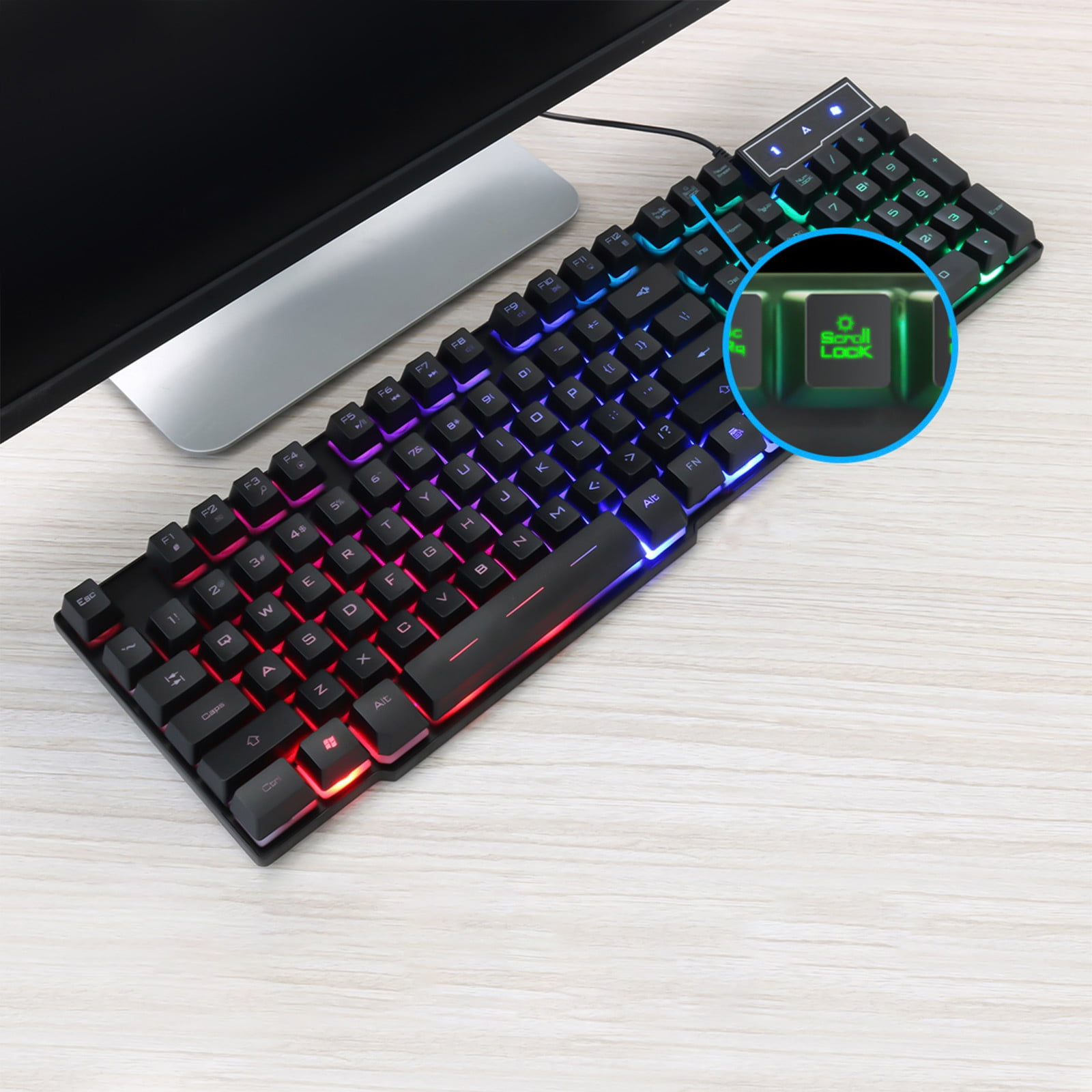 BLNVKOP Wired Gaming Keyboard LED Tricolor Gaming Backlight 104 Keys ...