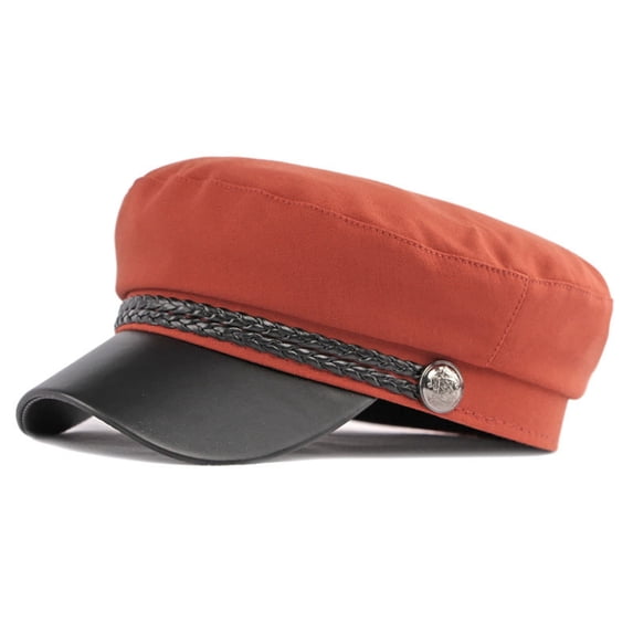BLOCLOALO Cadet Army Cap Military Style Leather Brim Flat Top Cap for ...