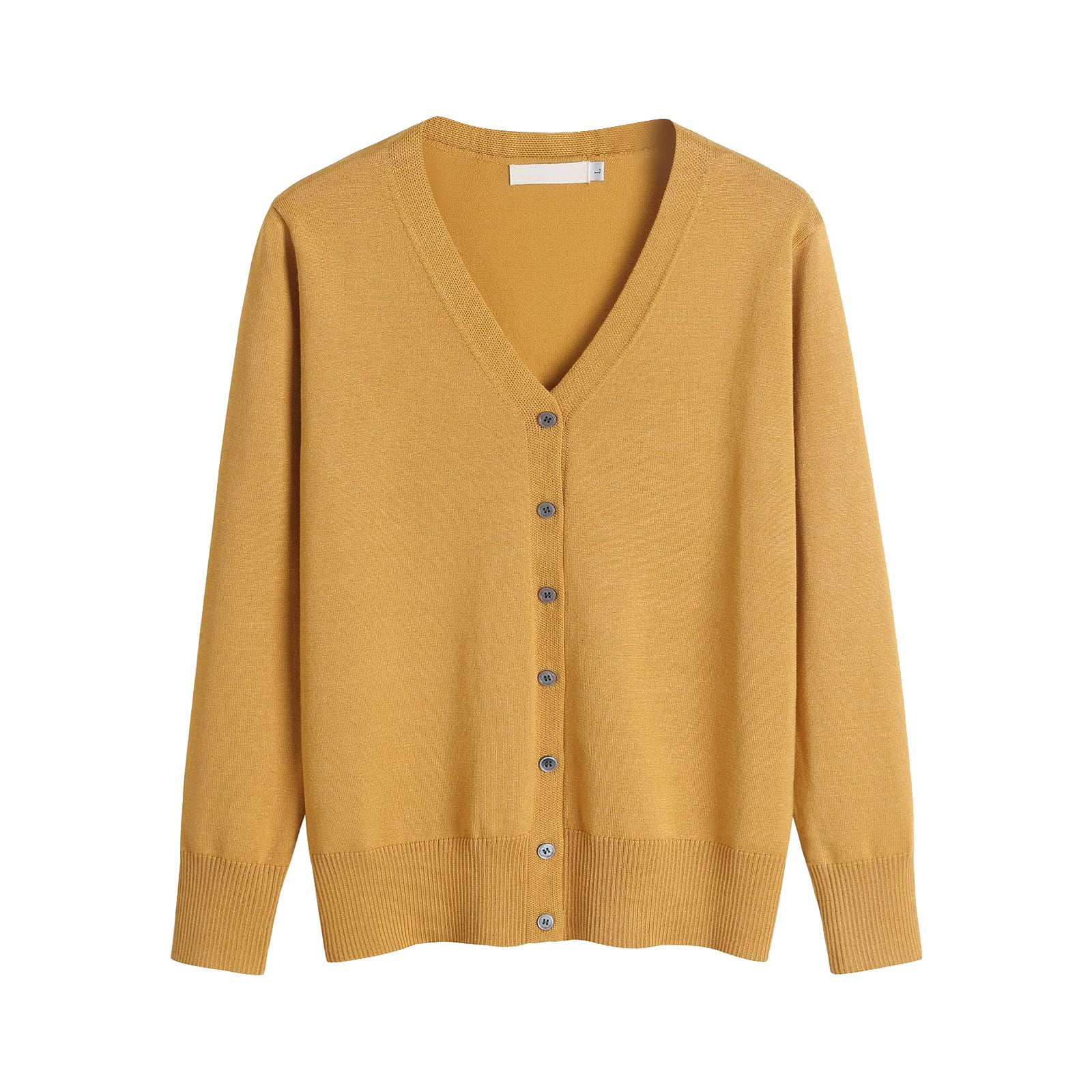 BLOCLOALO Cardigan Sweaters V Neck Sweaters Solid Tone Button Mercerized Cotton Loose Sweater ...