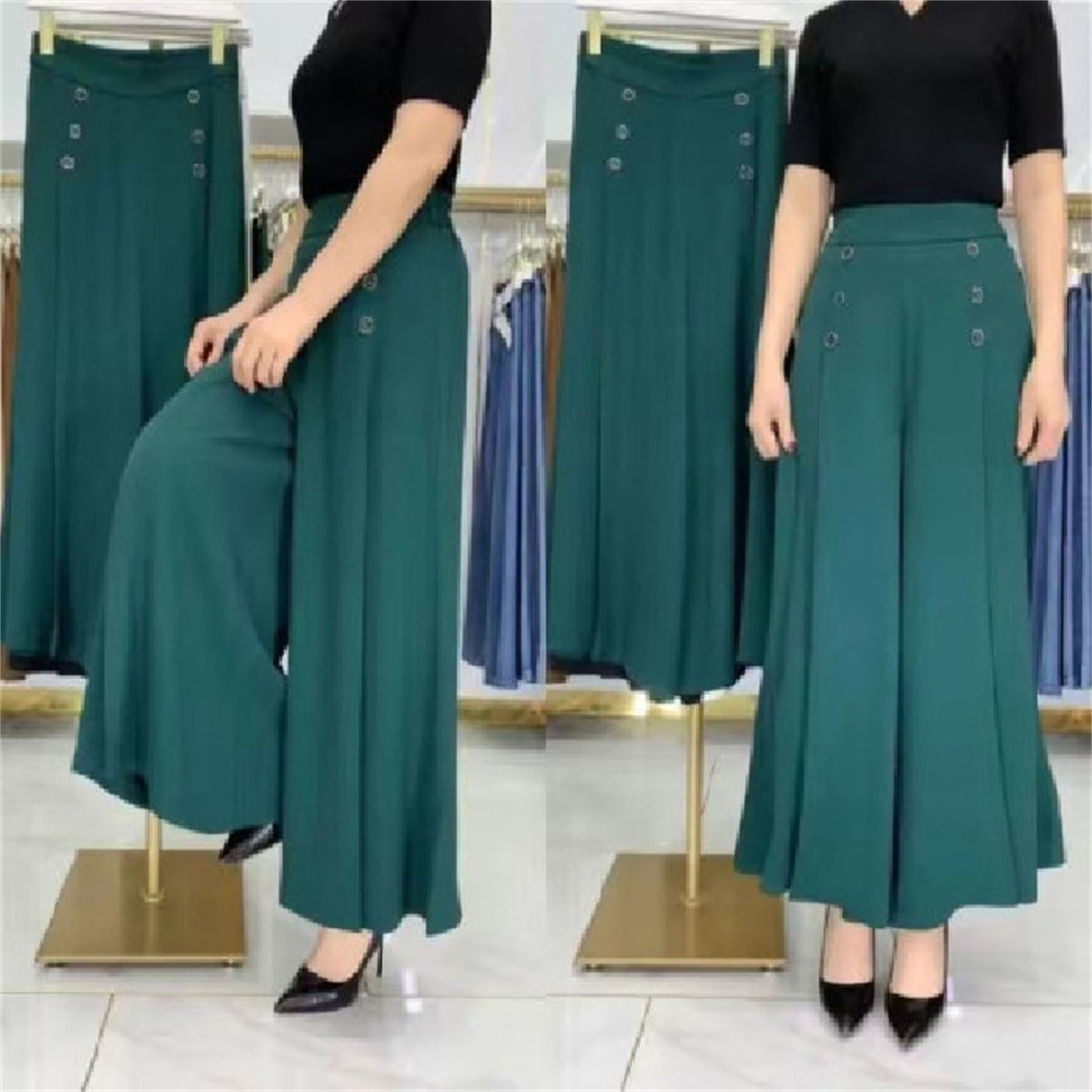 BLOCLOALO Culottes Wide Leg Pants Fashion Pleated Wide Leg Pants Spring ...