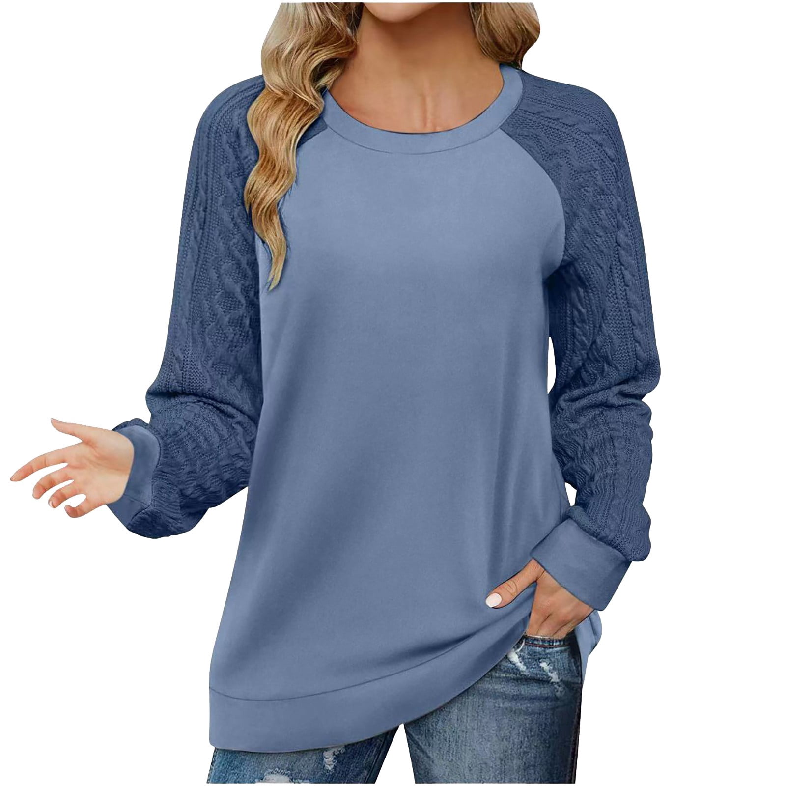 BLOCLOALO Fleece Hoodless Sweatshirt Solid Color Comfortable Crewneck ...
