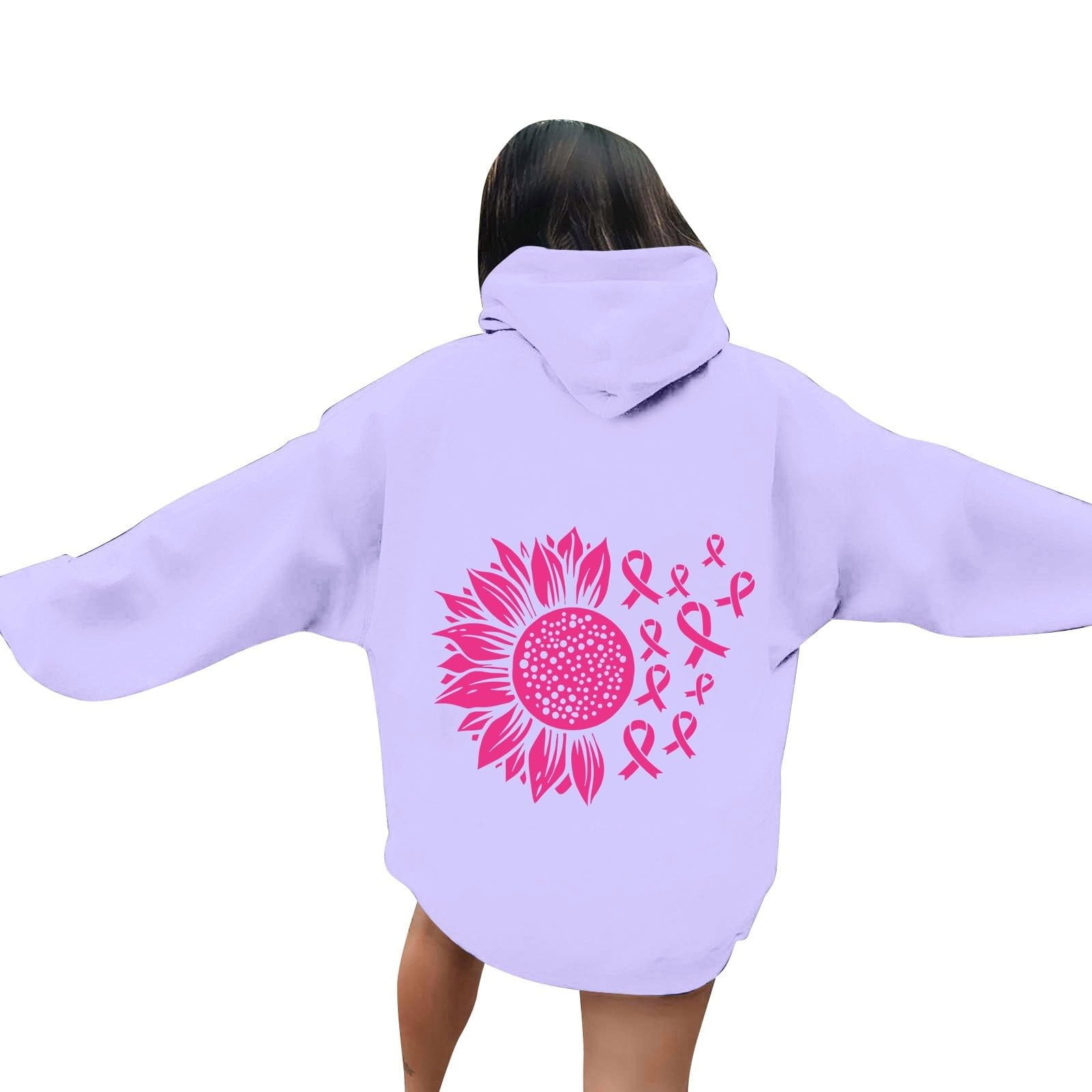BLOCLOALO Graphic Hoodies Ribbon Sweatshirt Cancer Fight Awareness ...
