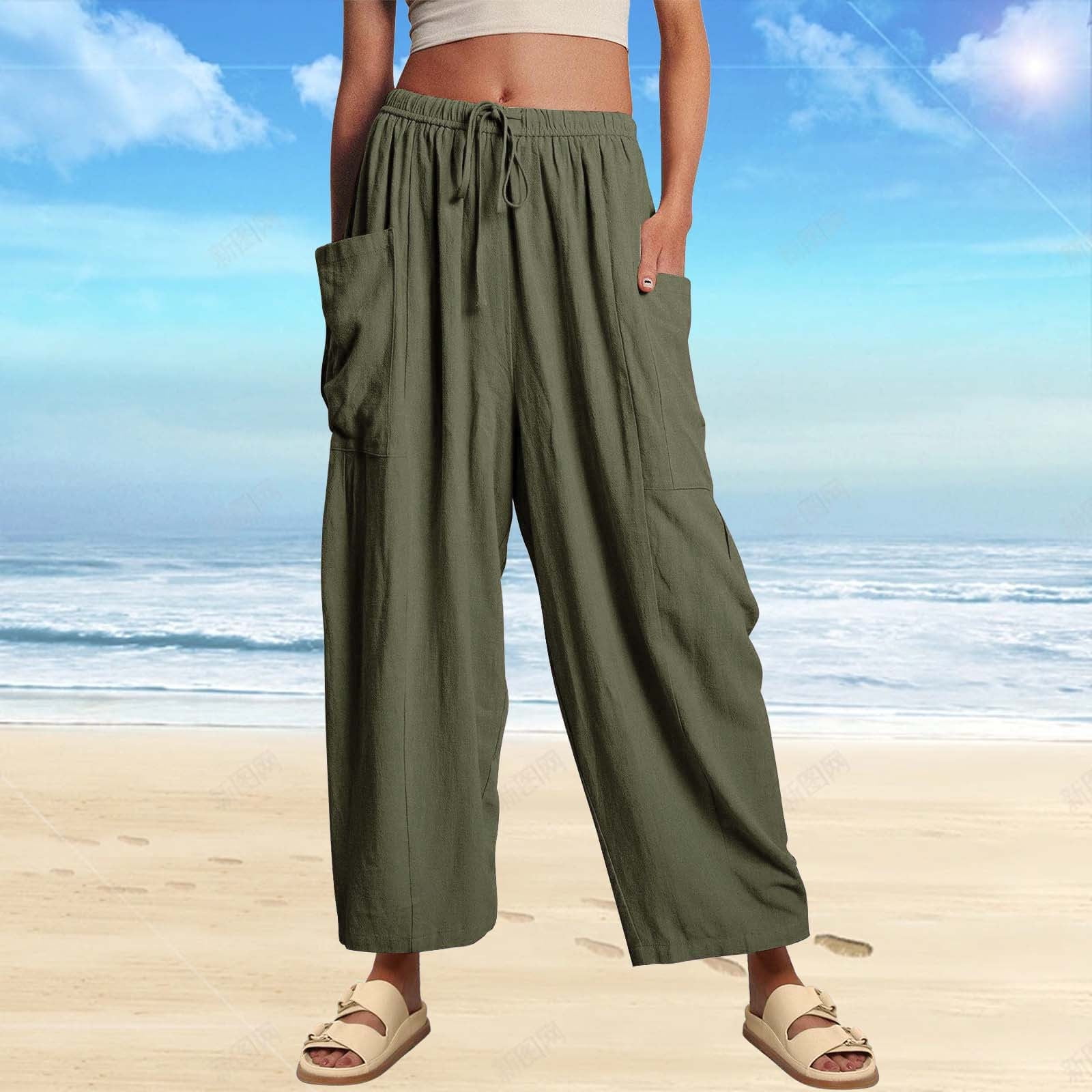 BLOCLOALO Harem Pants Linen Pants Lillusory Women‘S Linen Wide Leg Pants 2023 Casual Loose ...