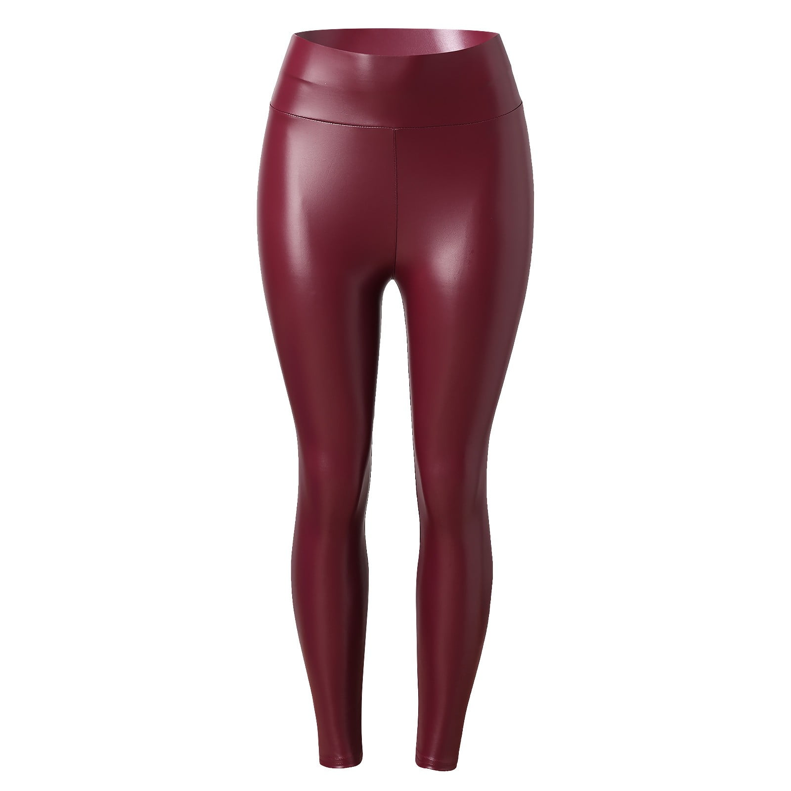 BLOCLOALO Leggings Stretch Pants Womens Faux Leather Leggings Stretch High Waisted Pleather ...