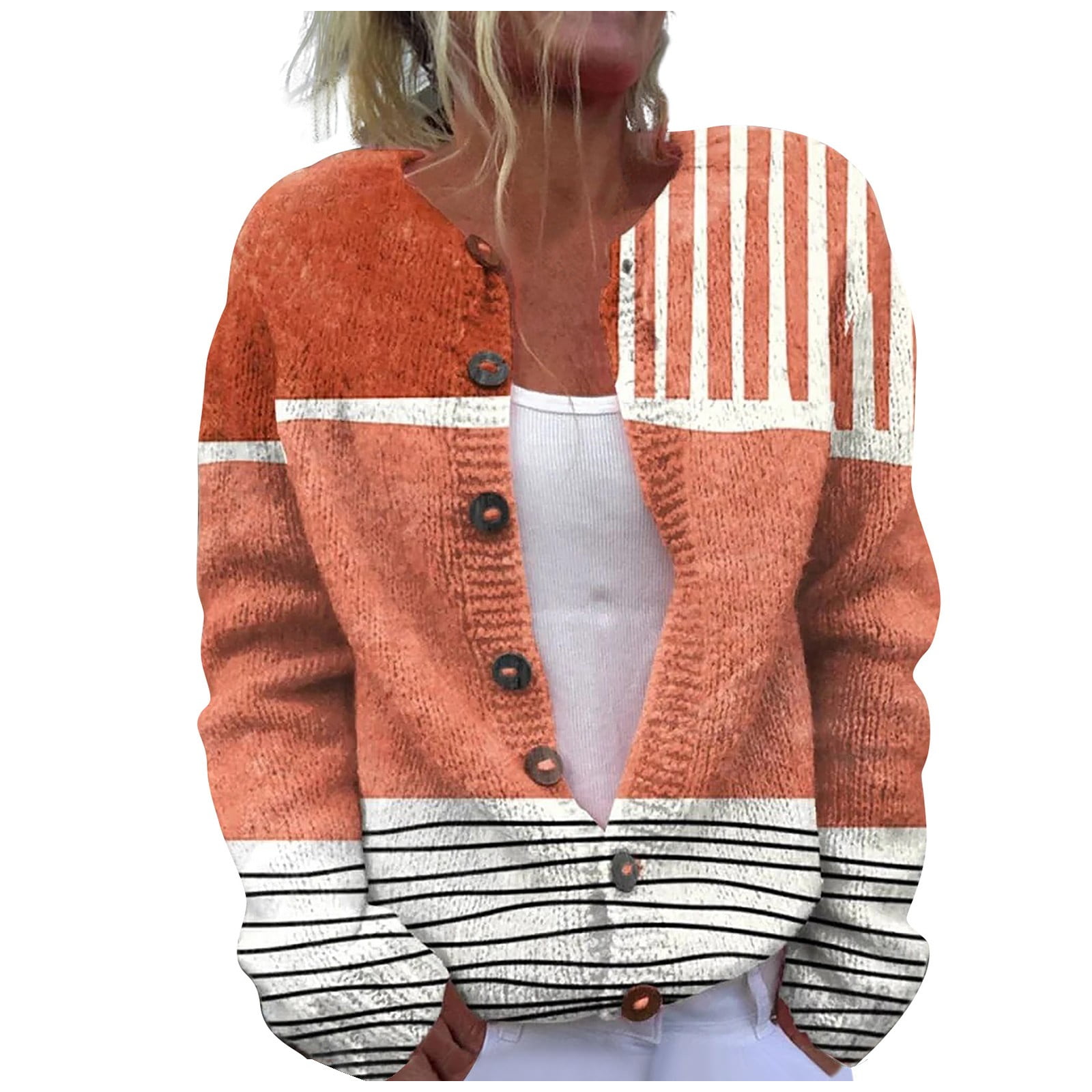 BLOCLOALO Long Sleeve Cardigan for Women Button Up Sweaters Women's ...