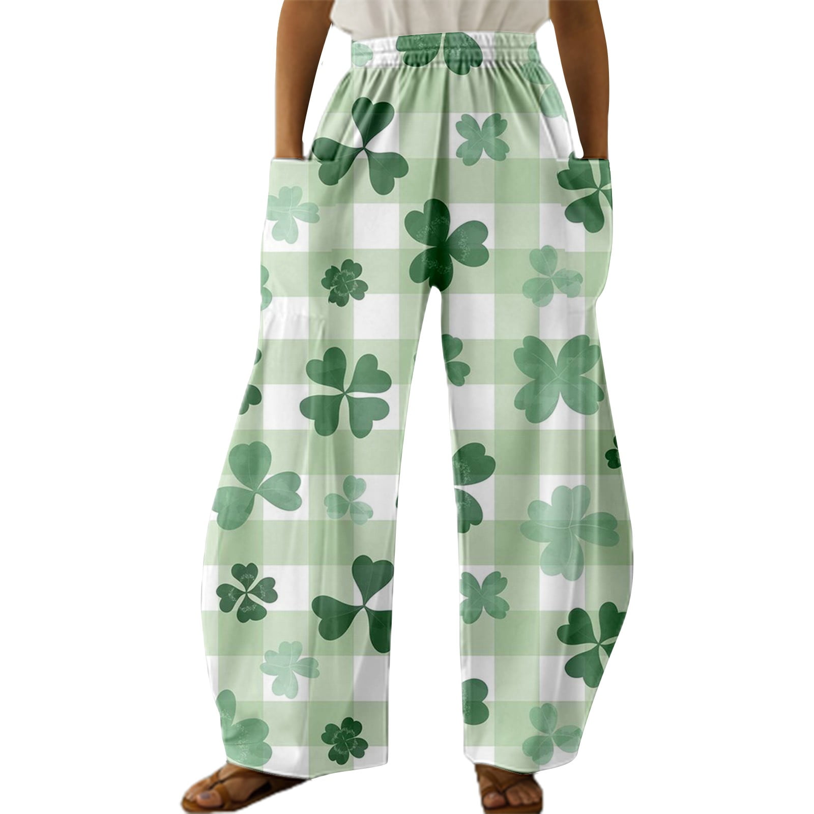 BLOCLOALO St Patricks Day Party Outfits Pants Green Shamrock Clover ...