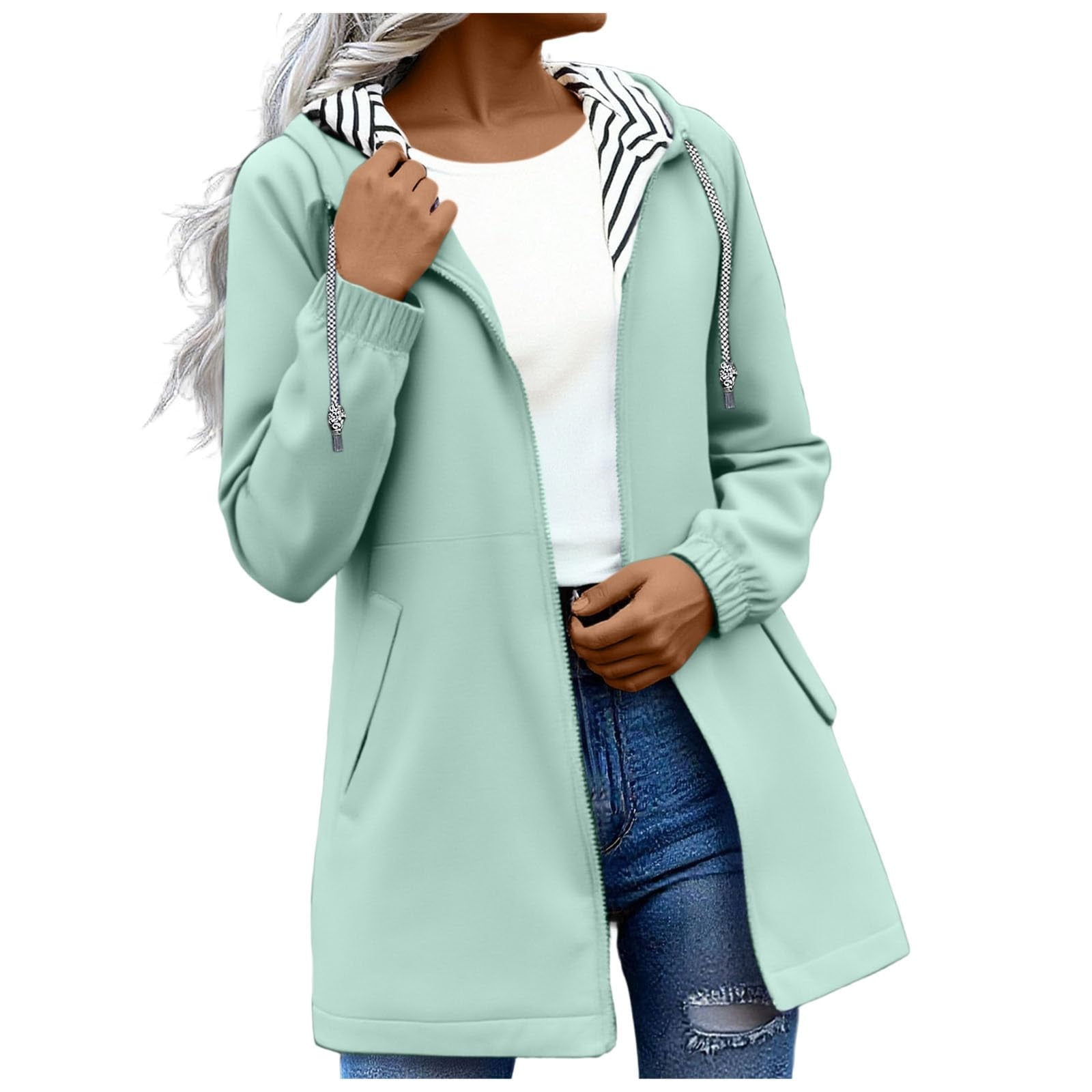BLOCLOALO Trench Coat Lightweight Trench Coat Autumn Winter Solid Color ...