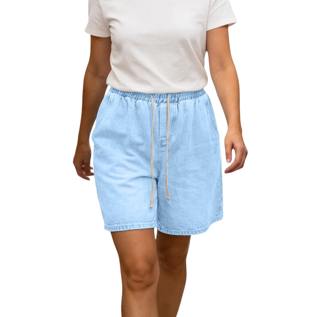 BLOCLOALO Women's Jean Shorts Drawstring Denim Shorts Wide Leg Jorts ...