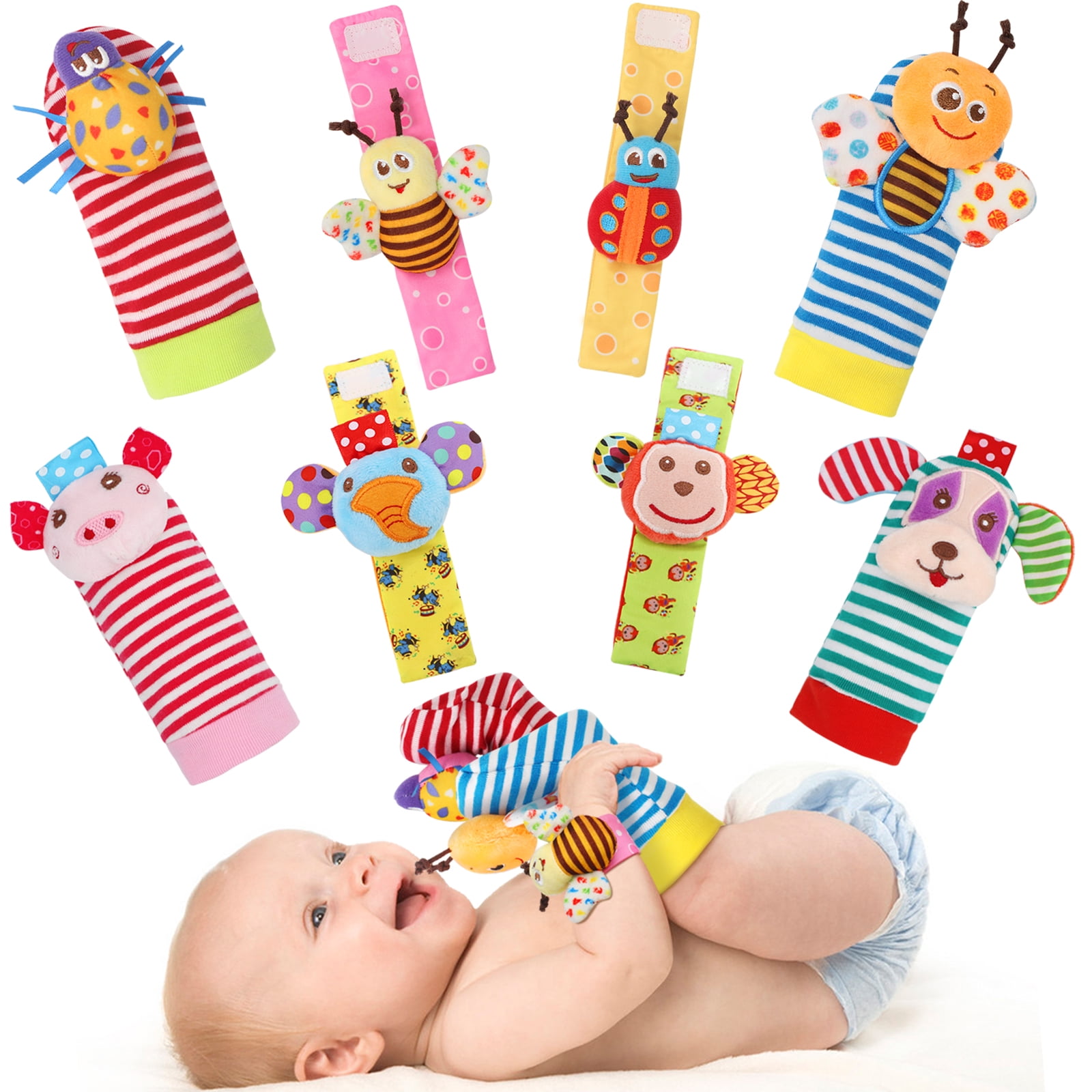 BLOOBLOOMAX Infants' Soft Rattle Toys, Babies' Wrist Rattles Foot ...