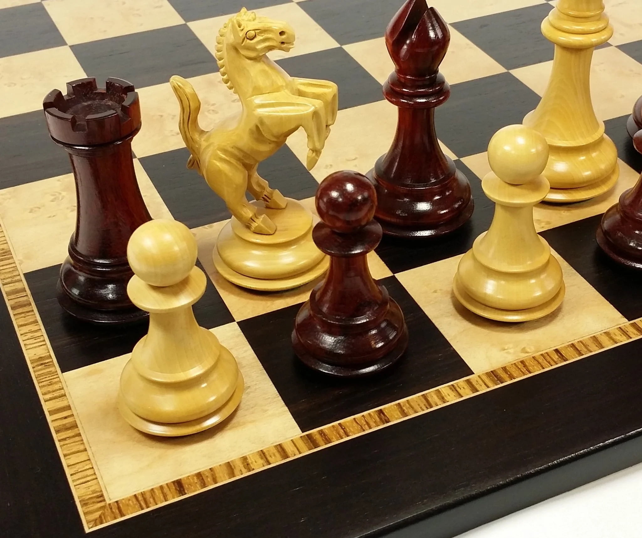 BLOOD ROSEWOOD REARING KNIGHT 4 1/2" Kg Large Staunton Chess Set 20 ...
