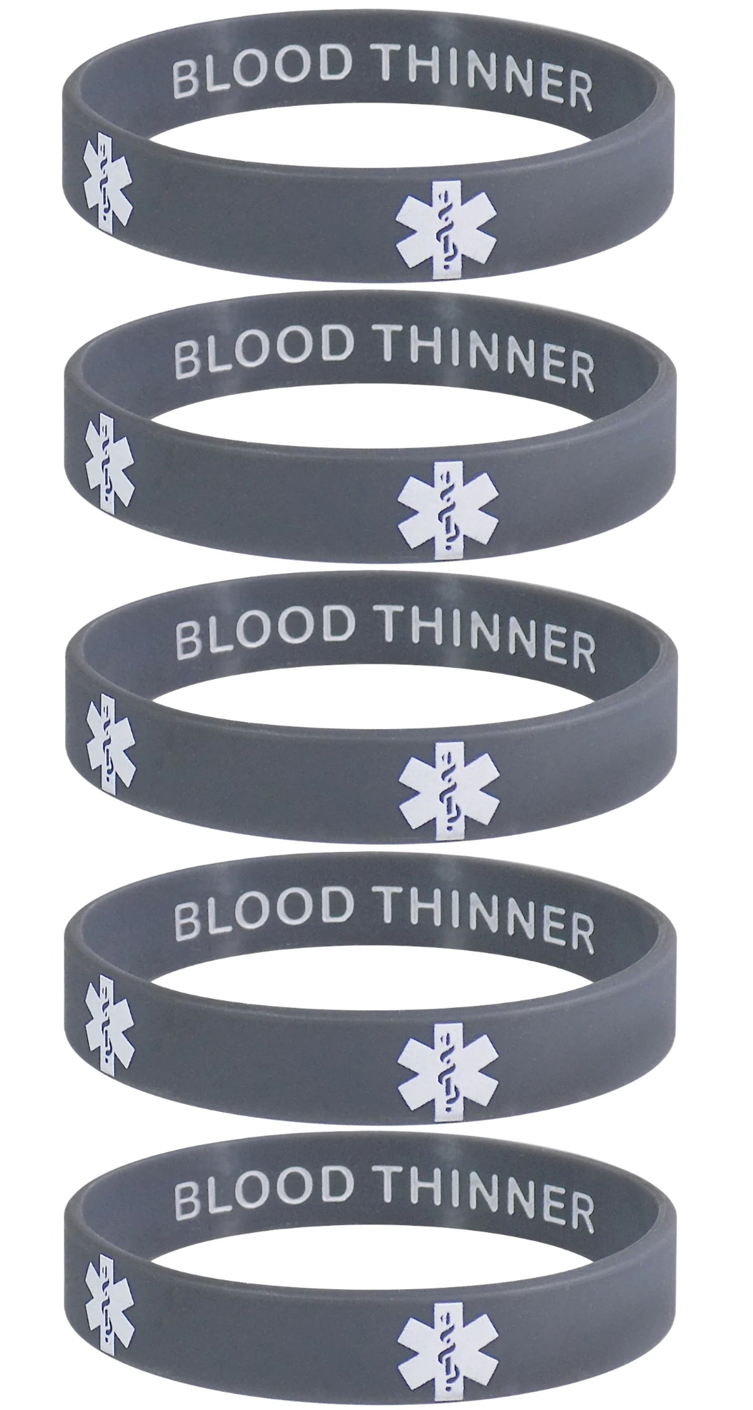 BLOOD THINNER Medical Alert ID Privacy Enhanced Silicone Bracelets ...