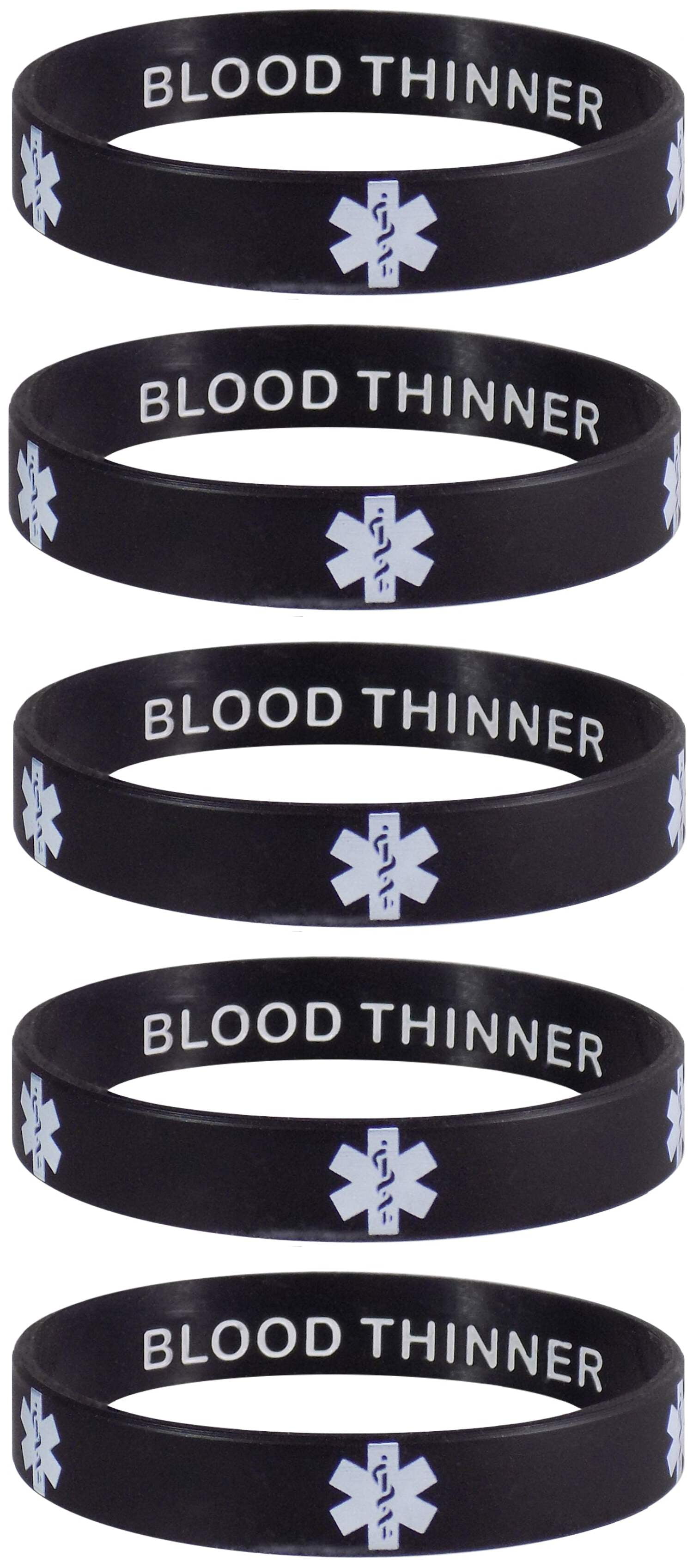 BLOOD THINNER Medical Alert ID Privacy Enhanced Silicone Bracelets ...