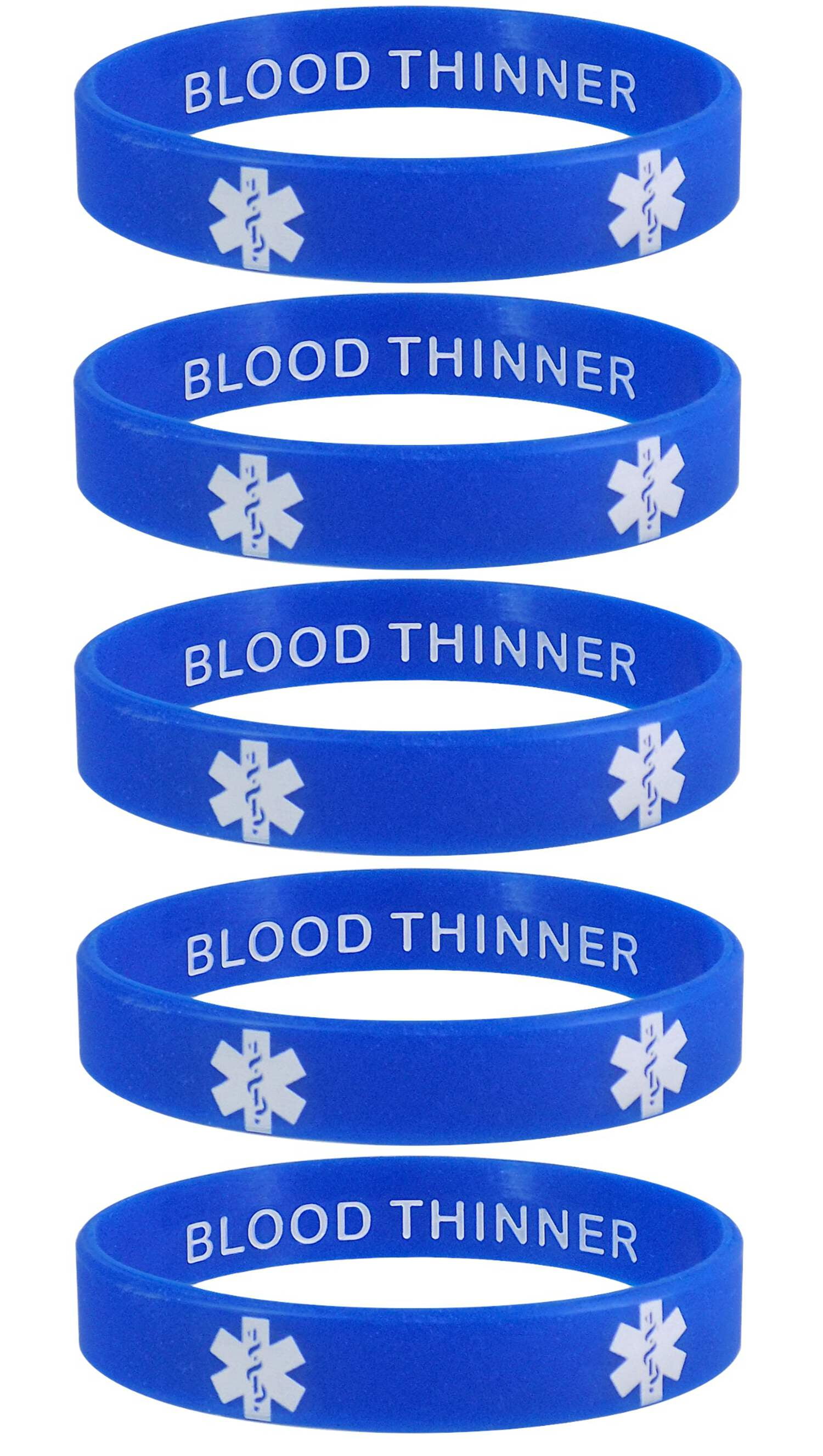 BLOOD THINNER Medical Alert ID Privacy Enhanced Silicone Bracelets ...