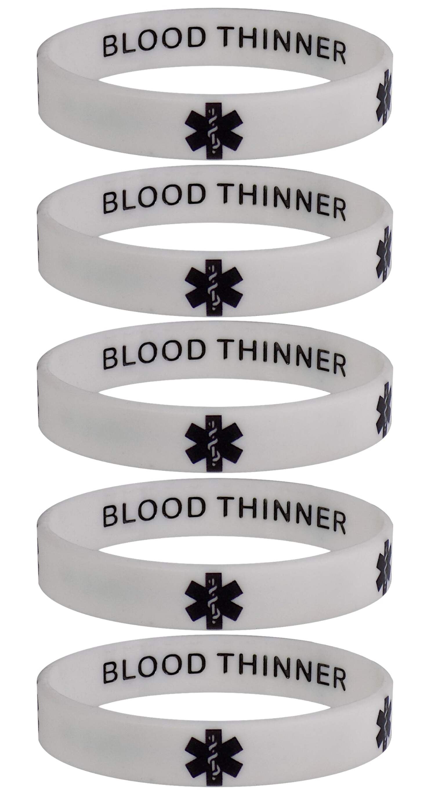BLOOD THINNER Medical Alert ID Privacy Enhanced Silicone Bracelets ...