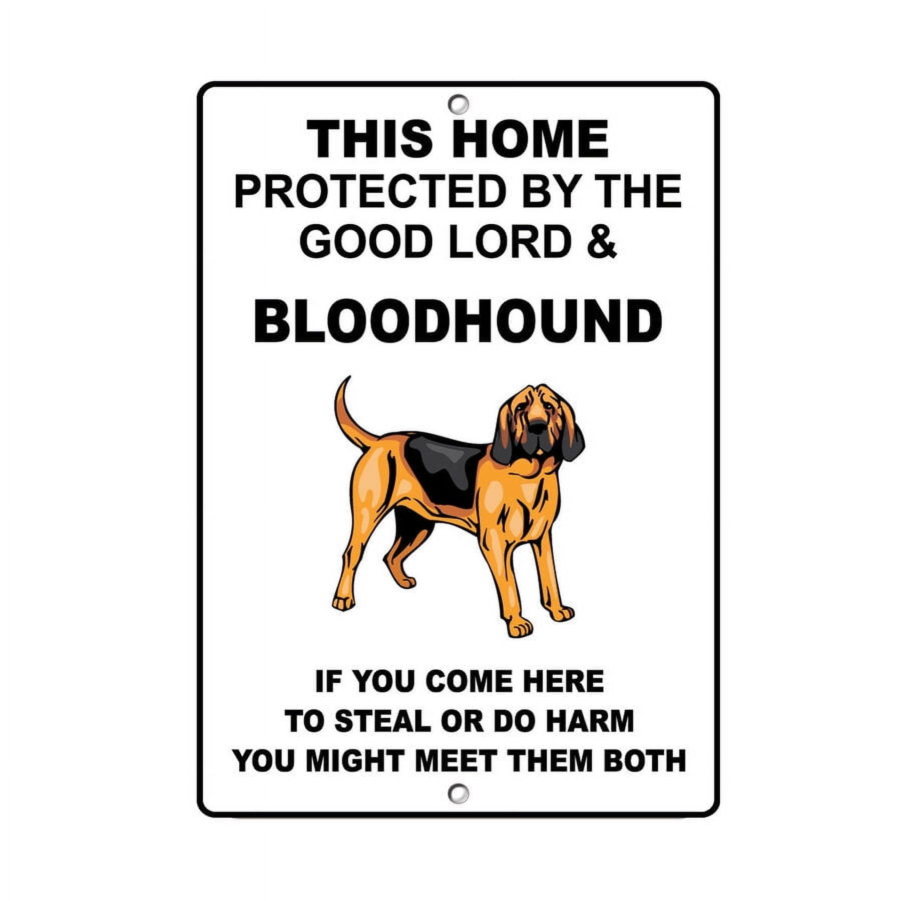 BLOODHOUND DOG Home protected by Good Lord and Novelty METAL Sign Size ...