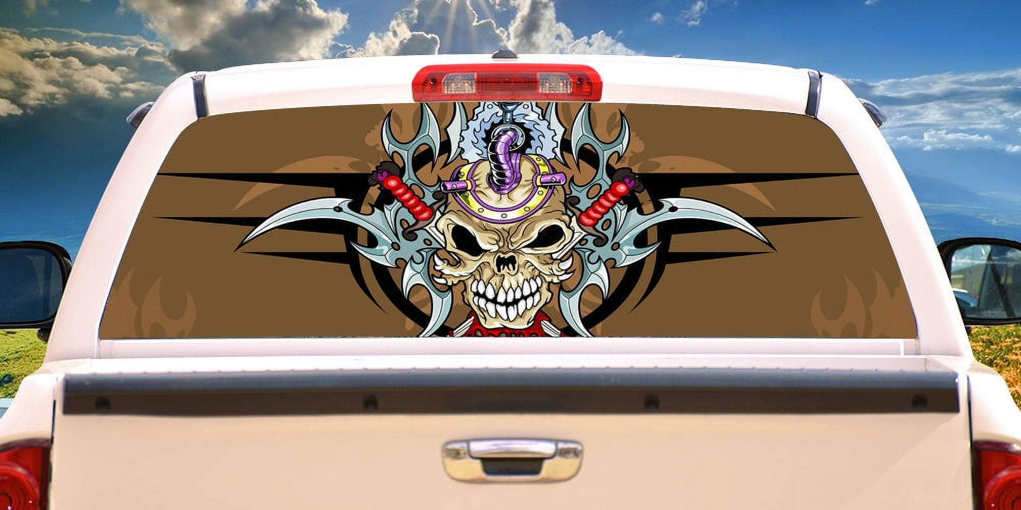BLOODY SKULL Rear Window Graphic back truck decal suv view thru vinyl ...
