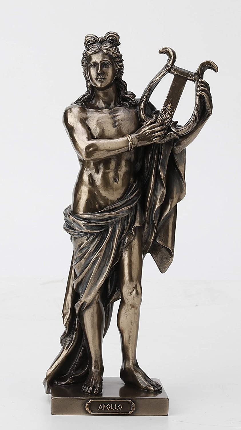 BLOOM 10 Inch Greek God Apollo Playing Lyre Cold Cast Resin Bronze ...