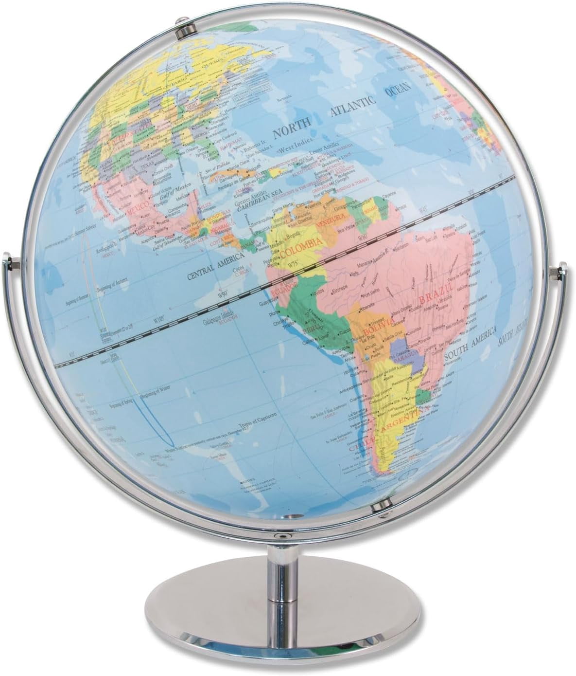 BLOOM 30502 12-Inch Globe with Blue Oceans, Silver-Toned Metal Desktop ...