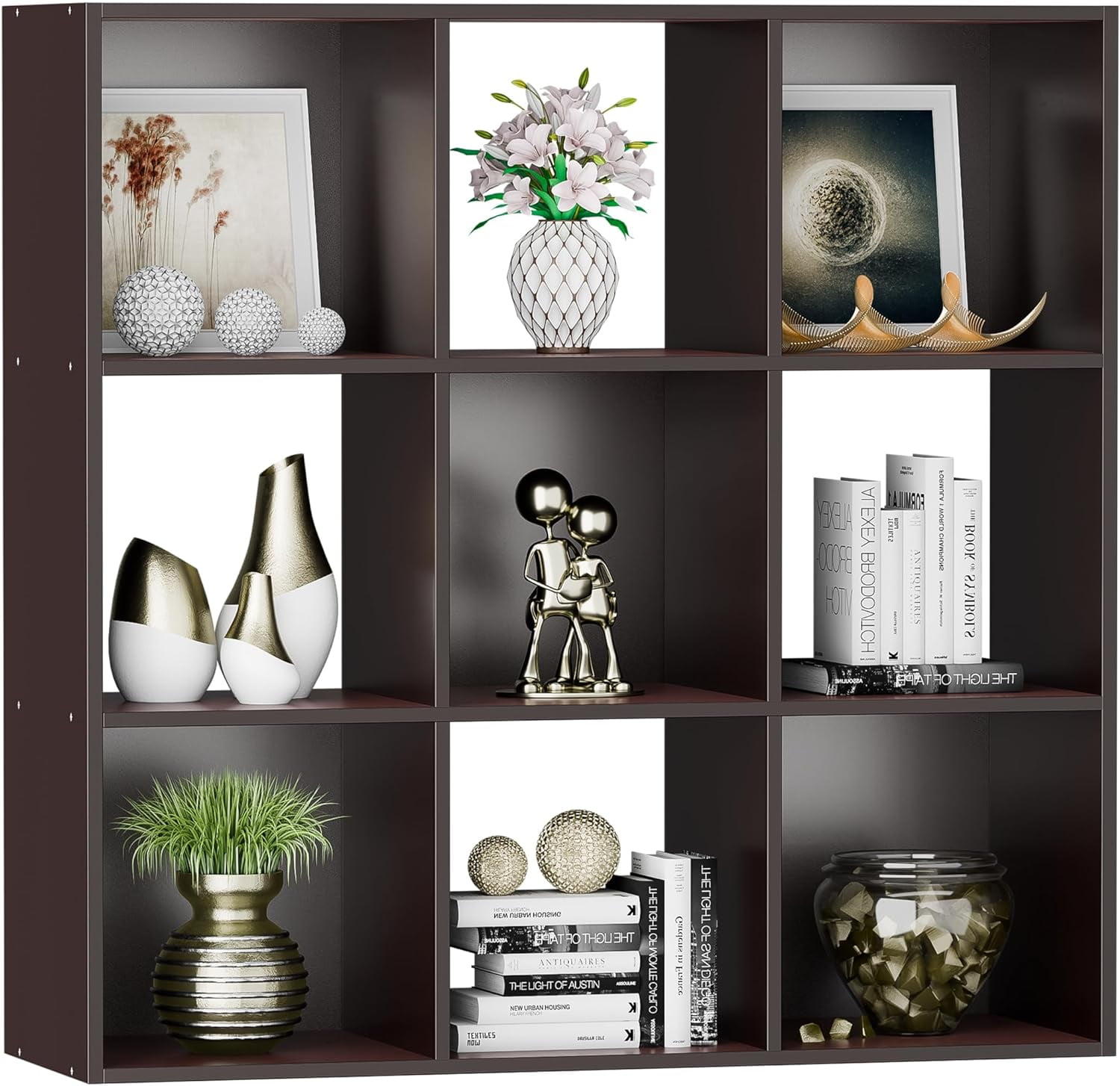 BLOOM 9 Cube Storage Organizer, 3 Tier Bookshelf Open Shelf Display ...