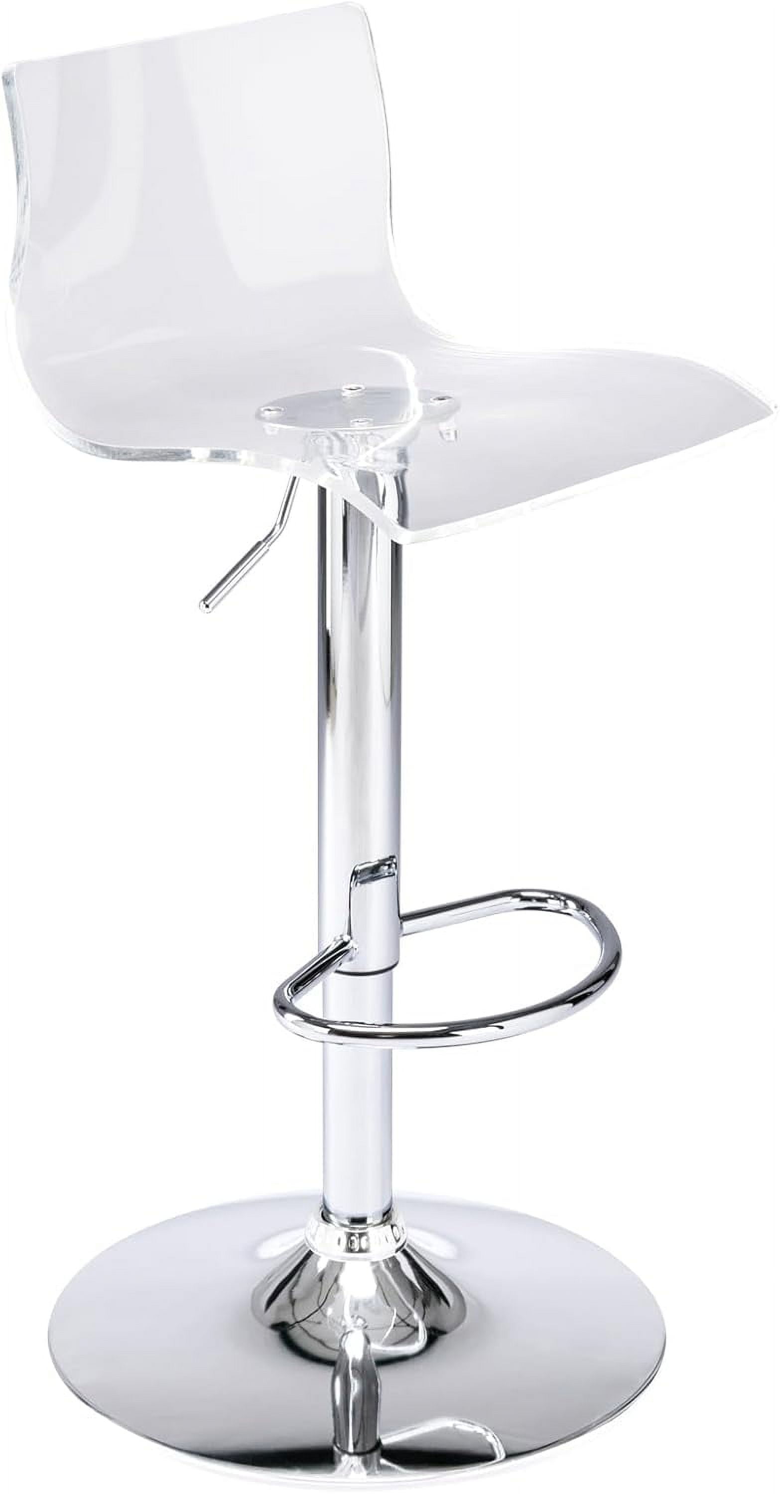 BLOOM Acrylic Bar Stool with Mid Back, Transparent Adjustable Swivel Airlift Barstool, Counter ...