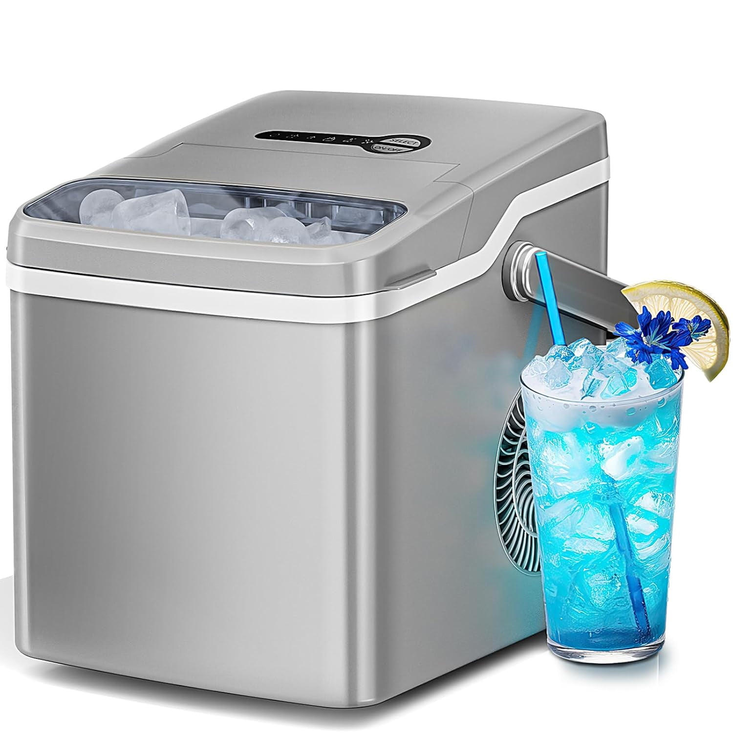 BLOOM Countertop Ice Maker, 26 lbs in 24Hrs, 9 Ice Cubes Ready in 6 ...