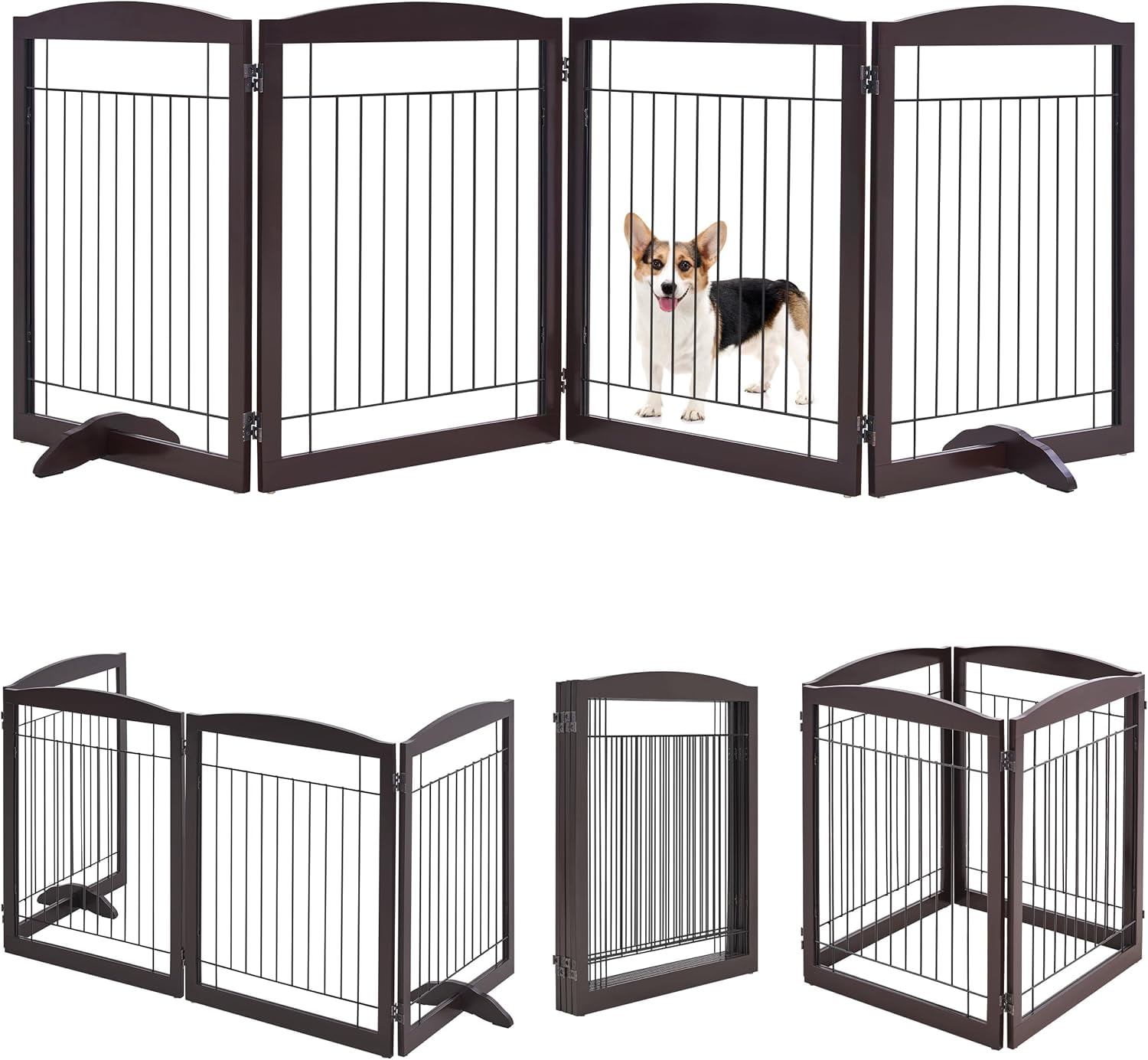BLOOM Extra Wide Dog Gate Freestanding Pet Gate for Dogs,Foldable Puppy ...