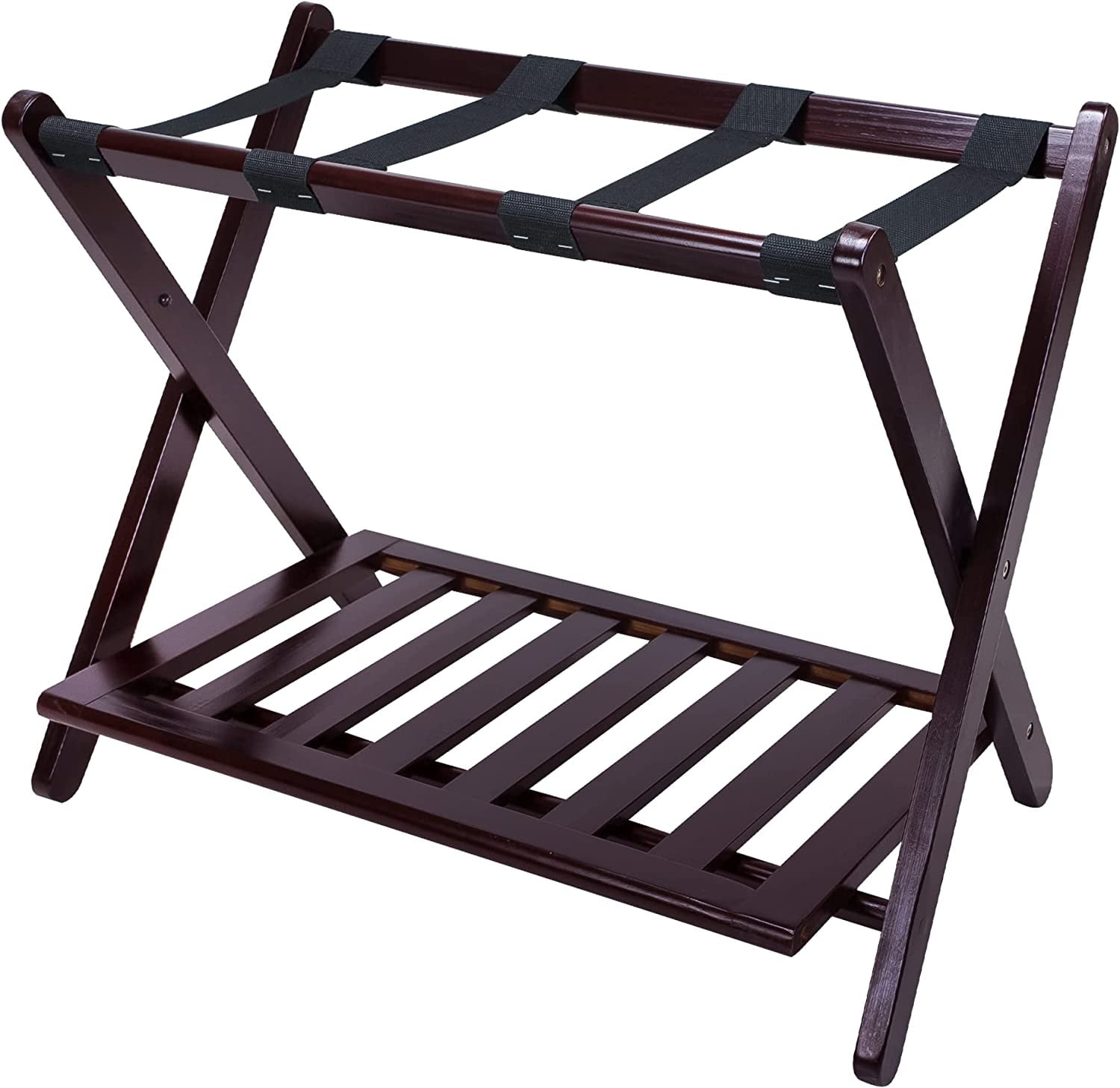 BLOOM Luggage Rack with Shelf, Espresso - Walmart.com