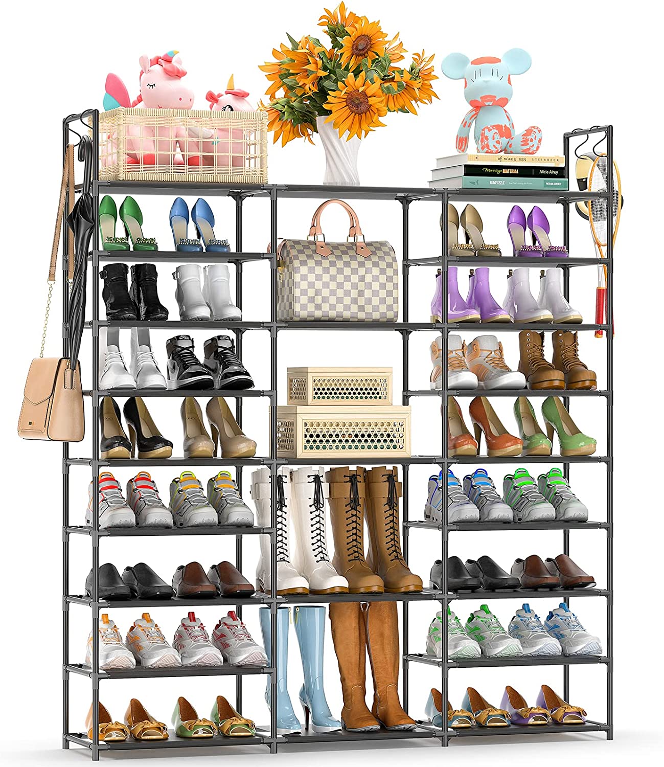 BLOOM Shoe Rack Organizer, Large Shoe Rack for Entryway Closet, Metal ...