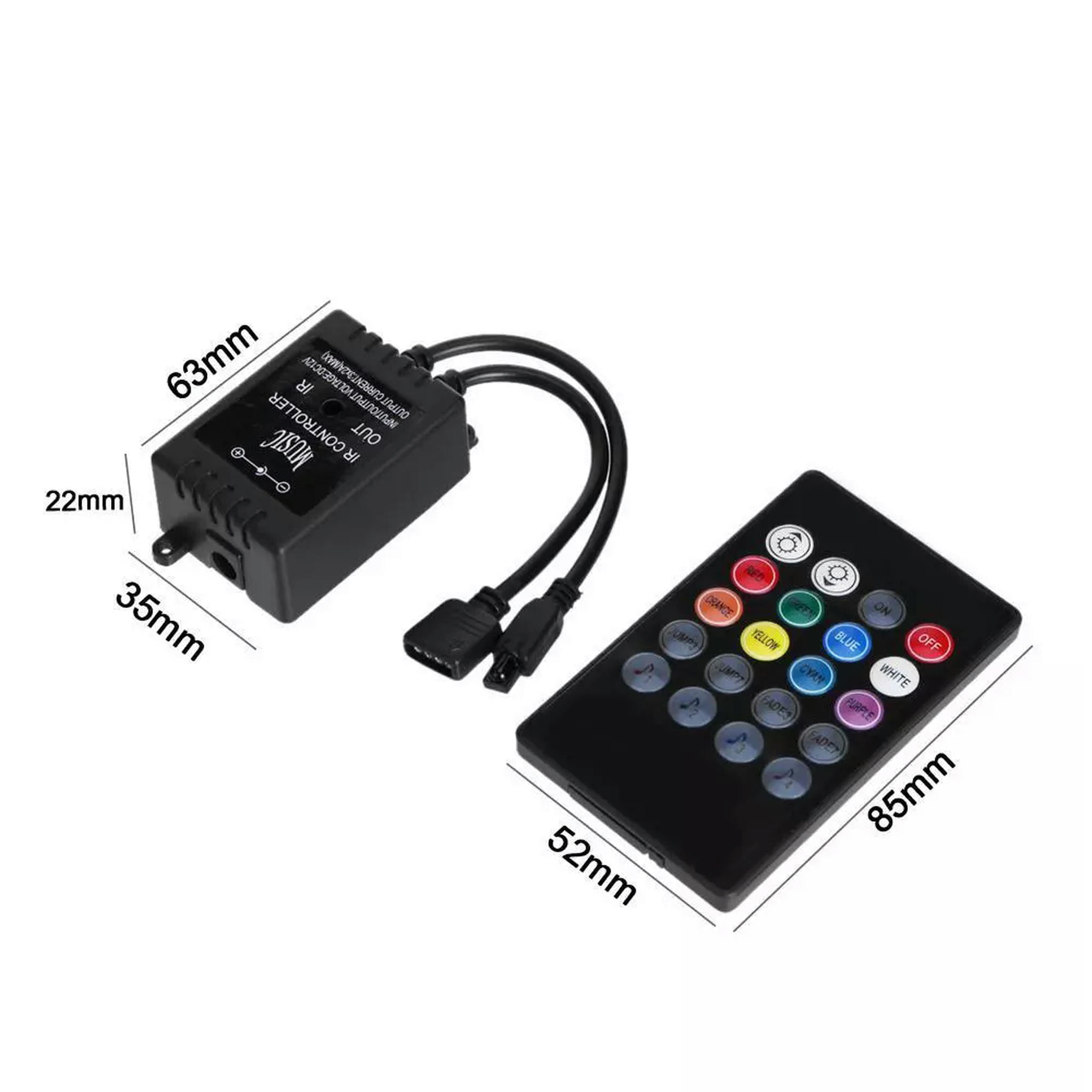 BLOPQ 20 Keys Music IR Controller Sound Sensor Remote Control for RGB ...