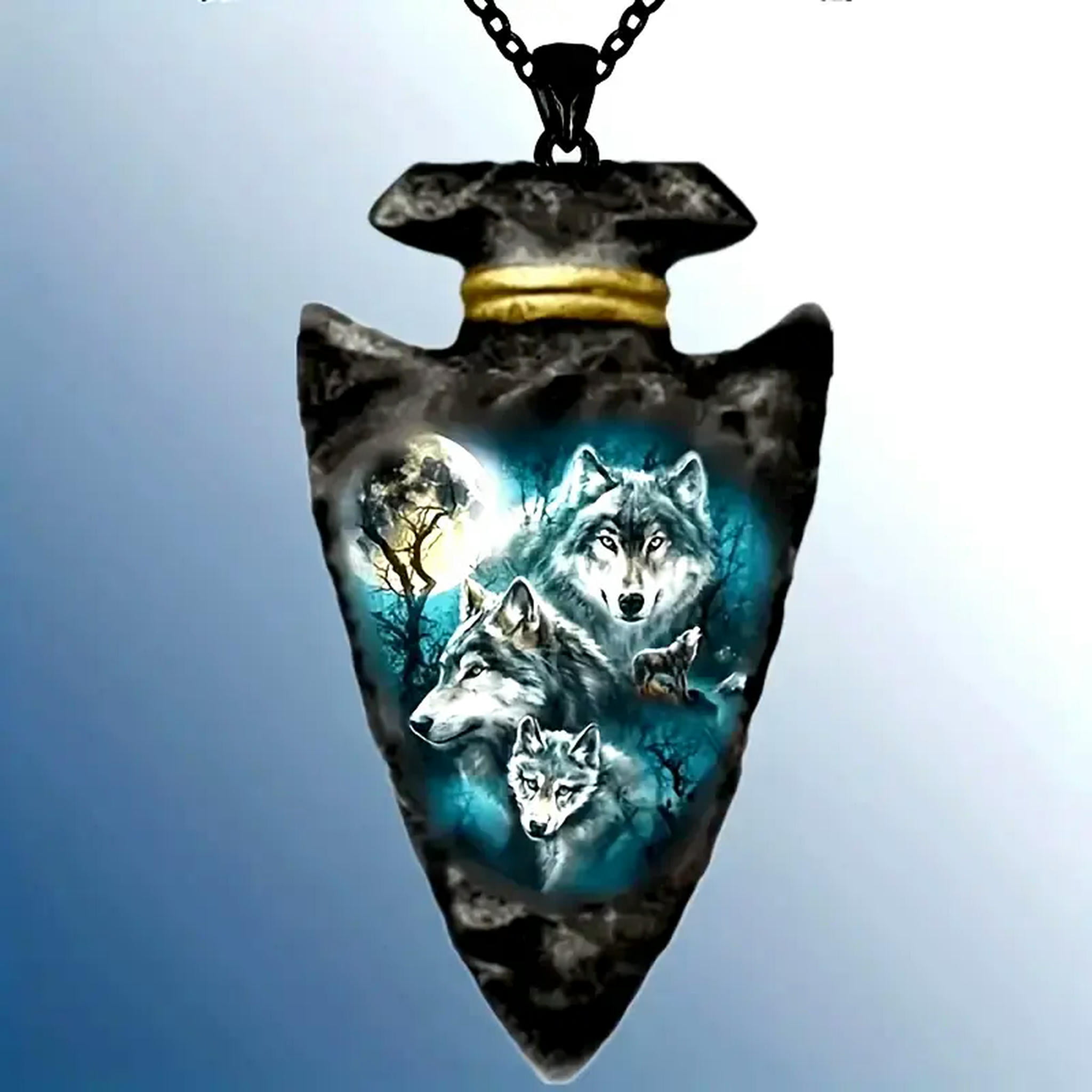 BLOPQ Arrowhead Fashion Wolf King Geometric Triangle Necklace Pendant ...