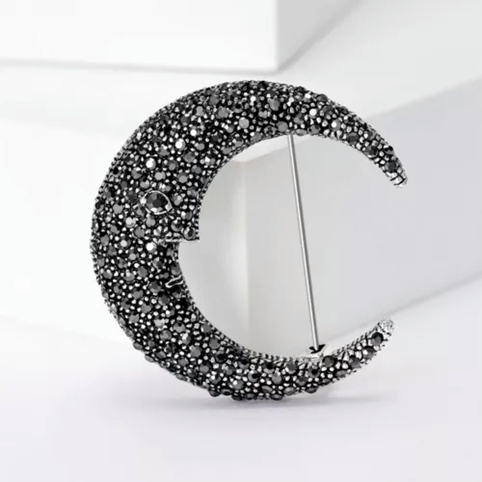 BLOPQ Art Deco Style Vintage Enamel Crystal Moon Brooch Badge Pin With ...