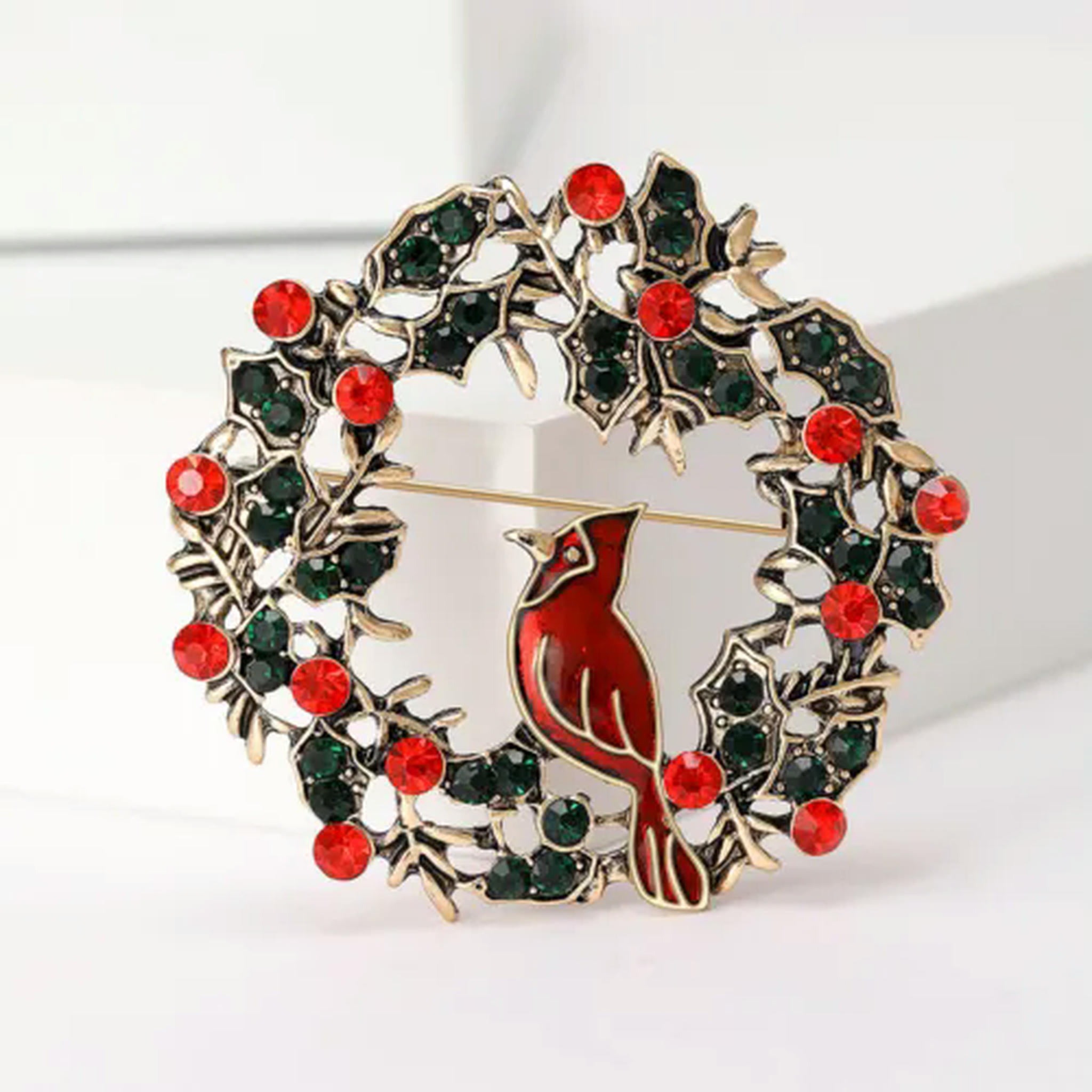BLOPQ Art Deco Style Vintage Enamel Crystal Wreath Bird Brooch Badge ...