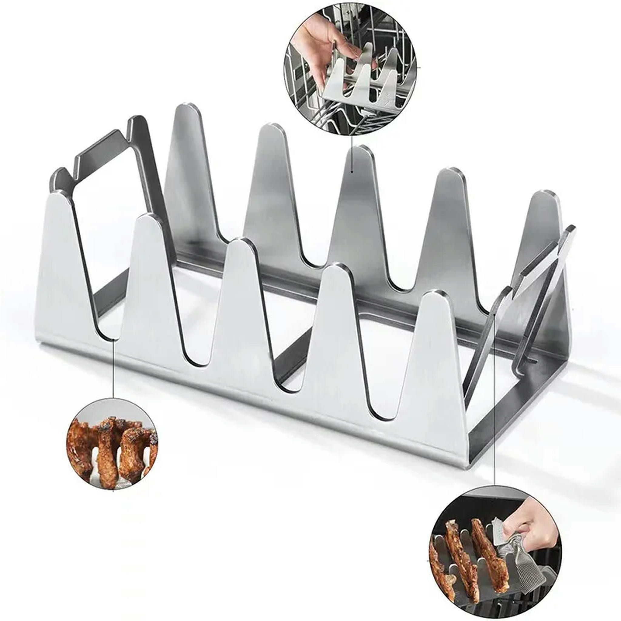 BLOPQ BBQ Rib Rack Multi Grill Rack Stainless Steel Roasting Rack Rib ...