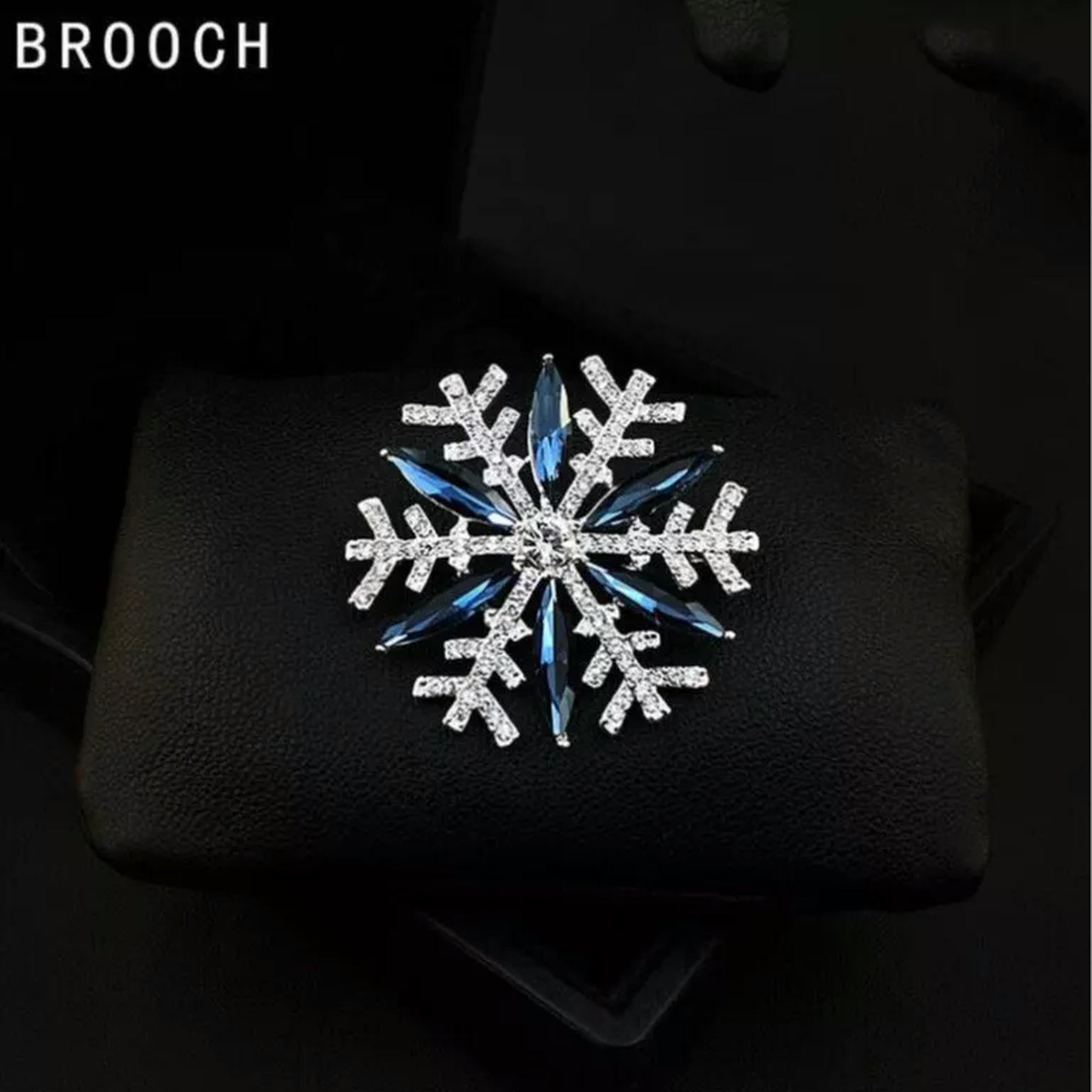 BLOPQ Beautiful Art Deco Style Blue Snowflakes Crystal Brooch Badge Pin ...